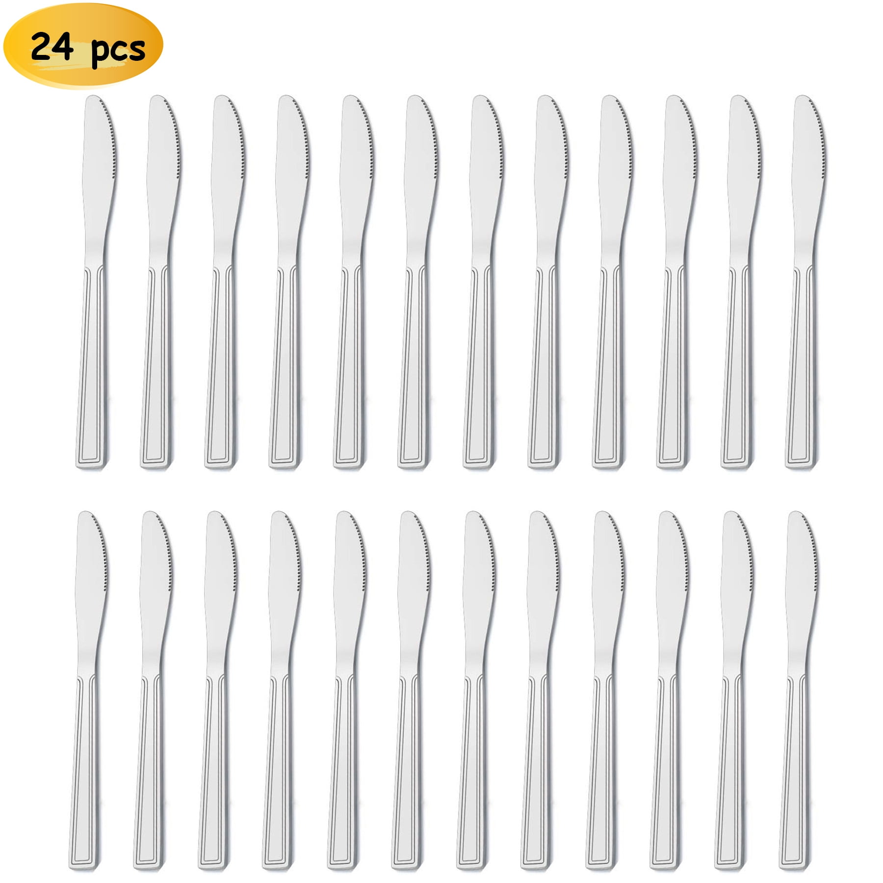 Hunnycook 24 Pieces Dinner Knives Set, 8.1 Inch Square Handle Stainless ...