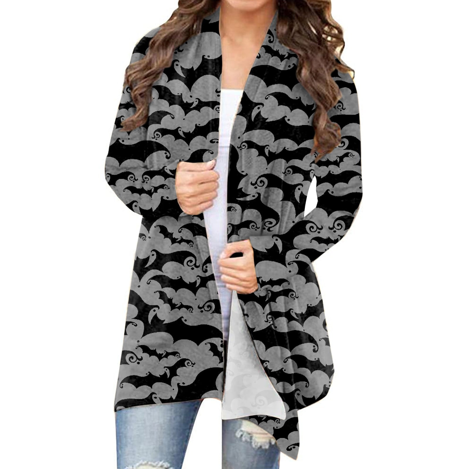 Hunpta Halloween Long Cardigans for Women, Bat Long Sleeve Cardigan for ...