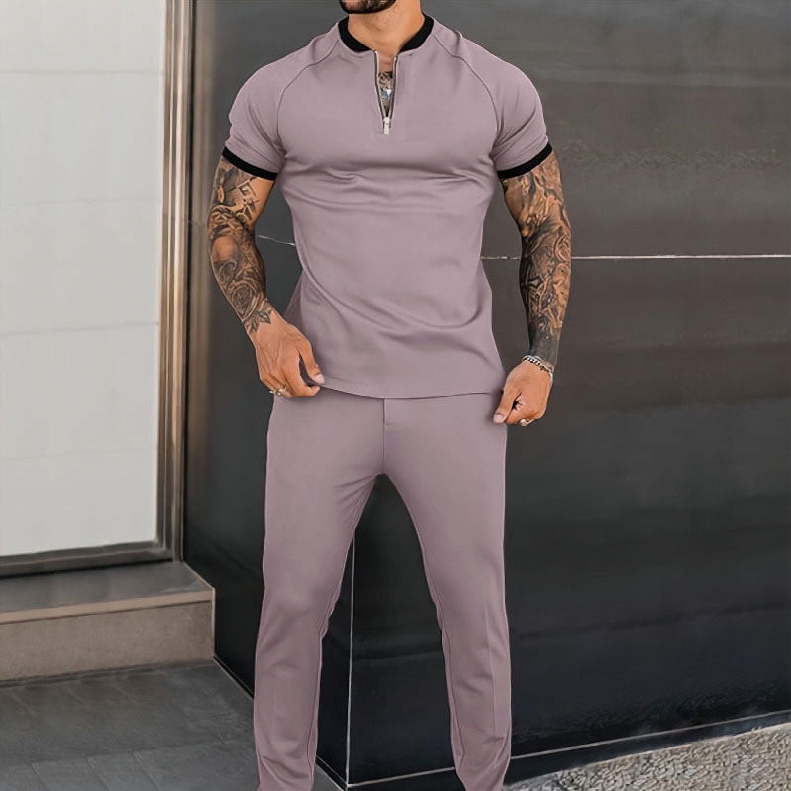 Hunpta Mens Sets 2 Piece Outfits Shirt Fashion Tracksuits Casual Set ...