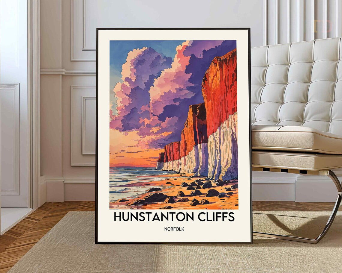 Hunstanton Cliffs Poster, Hunstanton Cliffshunstanton Cliffs Print ...