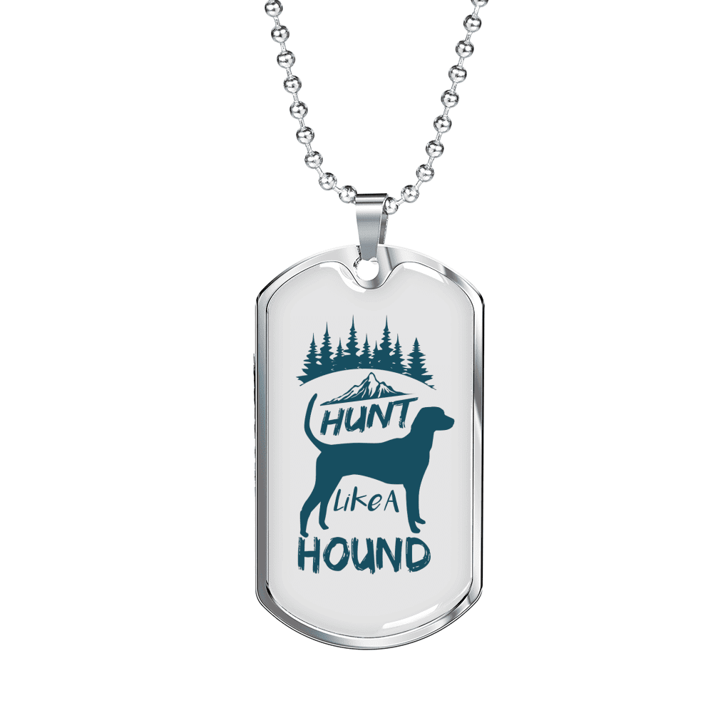 Hunt Like A Hound Hunting Necklace Stainless Steel or 18k Gold Dog Tag ...