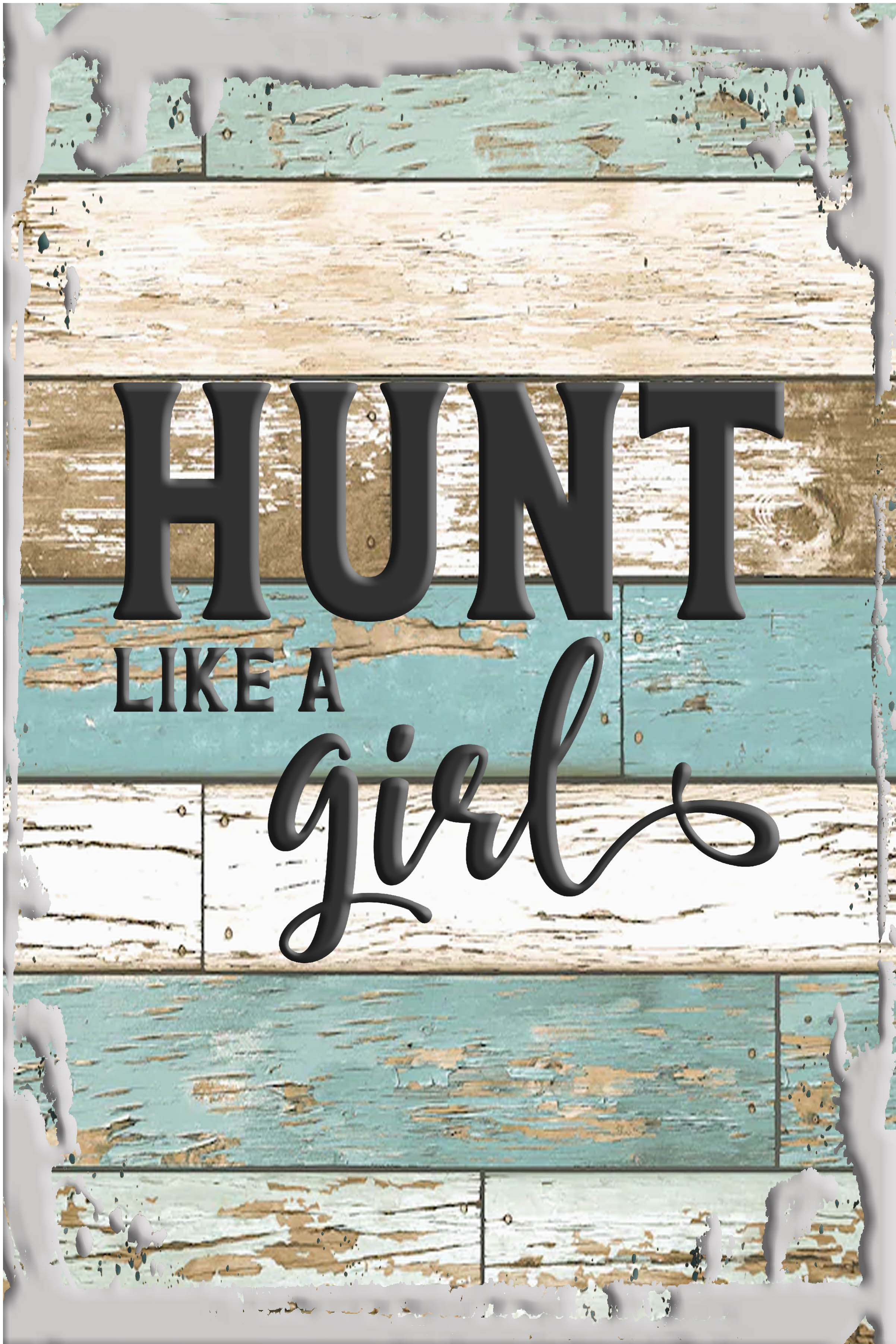 Hunt like girl caps cursive women hunter hunting season White Wall Art ...