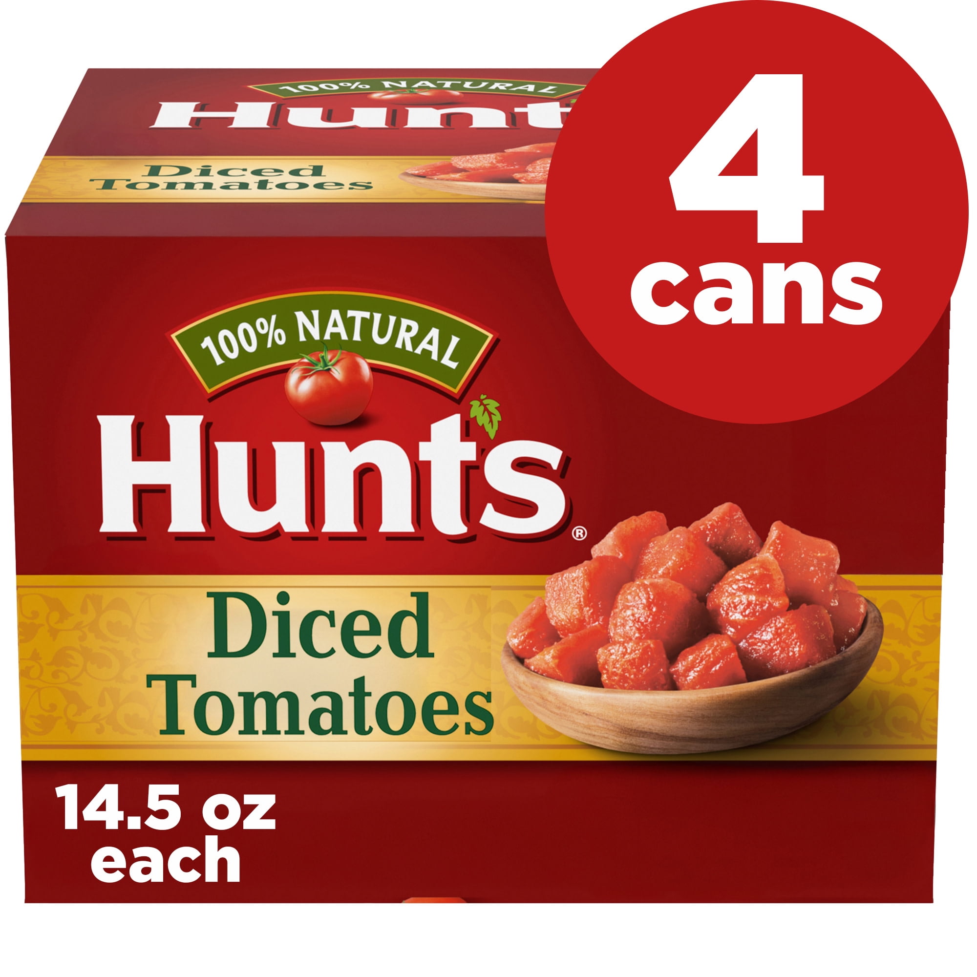 Hunt's 100% Natural Diced Tomatoes in Juice, 4 Cans Pack, 14.5 oz Each ...