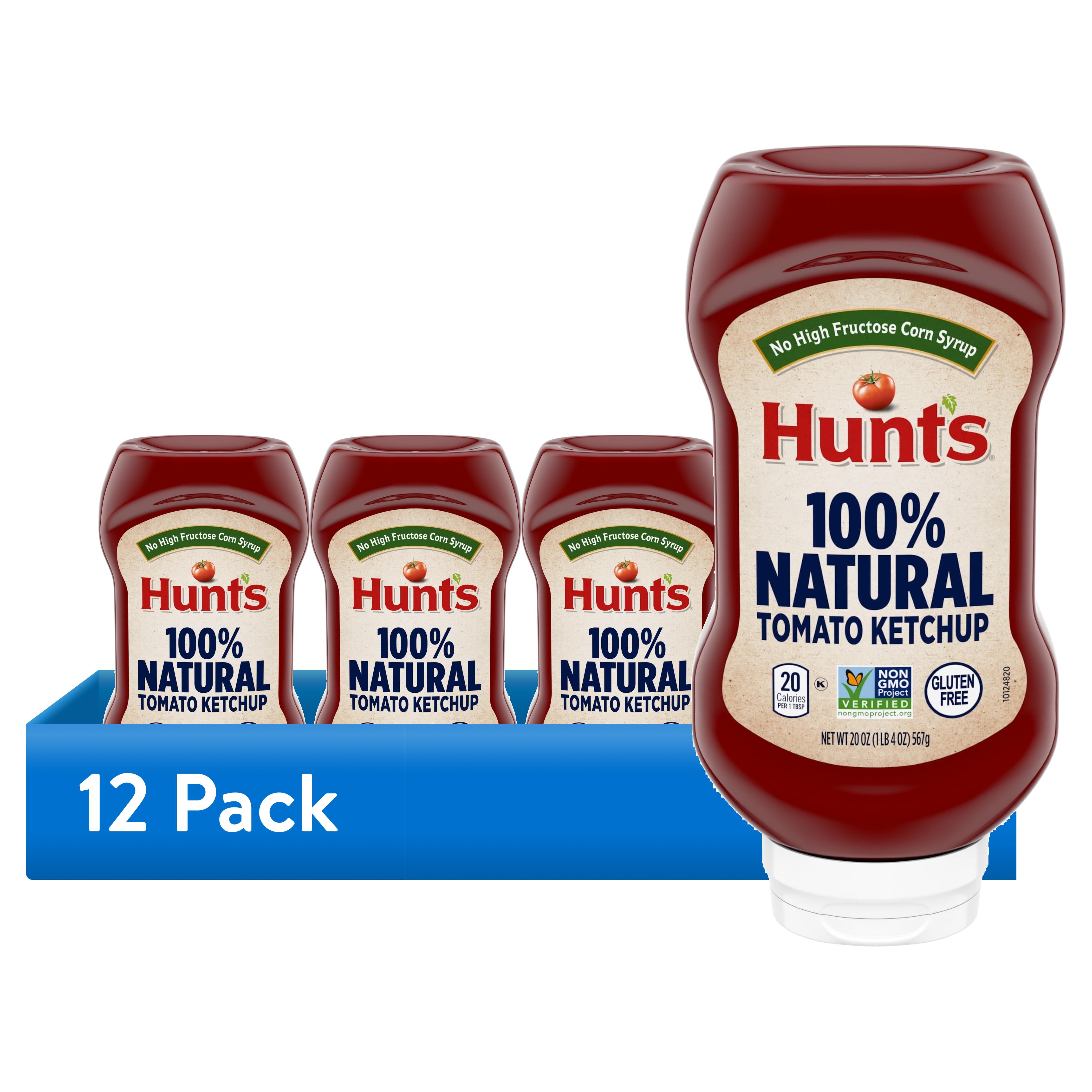 (12 pack) Hunt’s 100% Natural Tomato Ketchup, 20 oz Squeeze Bottle ...