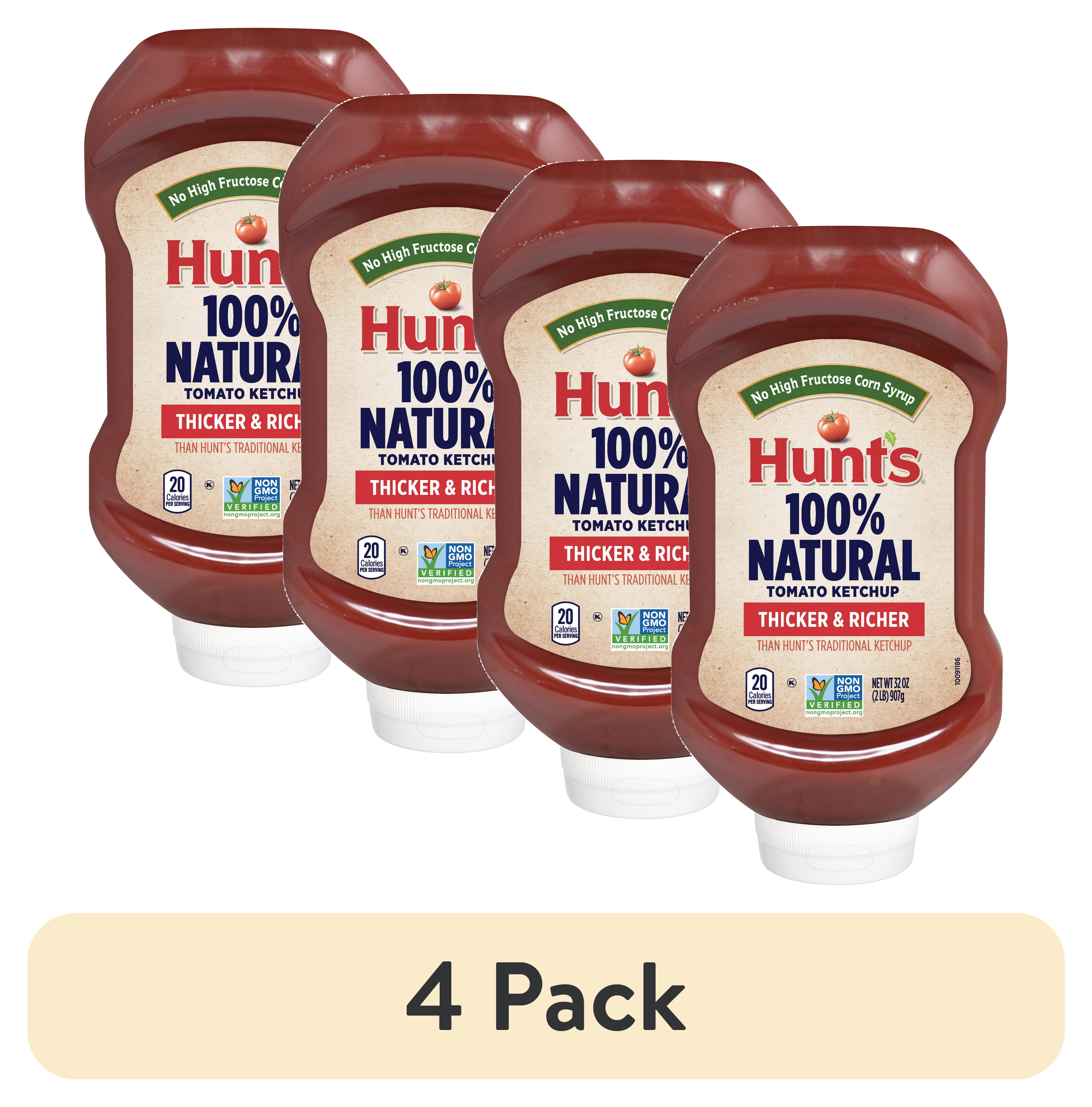 (4 pack) Hunt’s 100% Natural Tomato Ketchup, 32 oz Squeeze Bottle ...