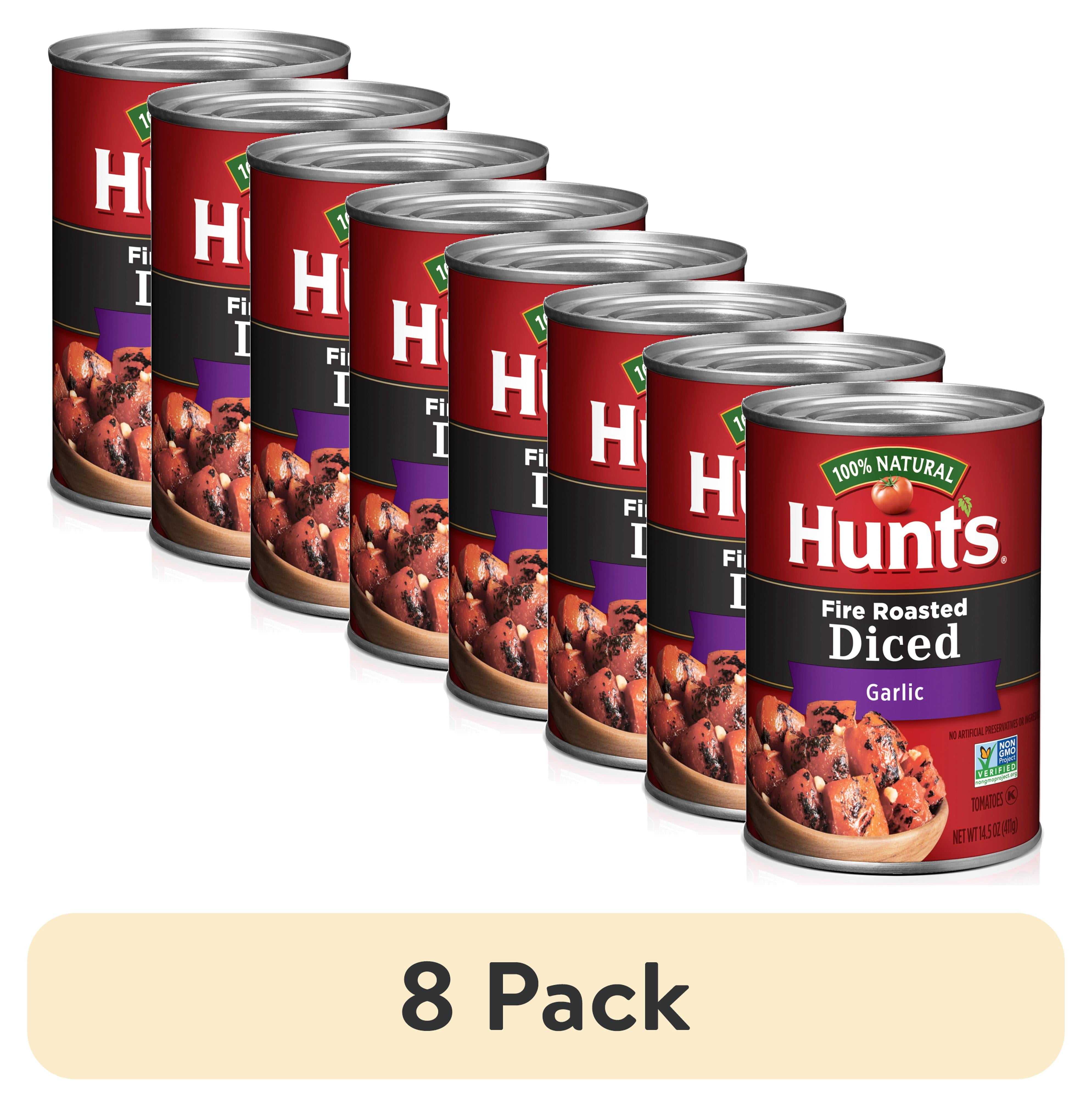 (8 pack) Hunt's Fire Roasted Diced Tomatoes with Garlic, Natural Canned ...