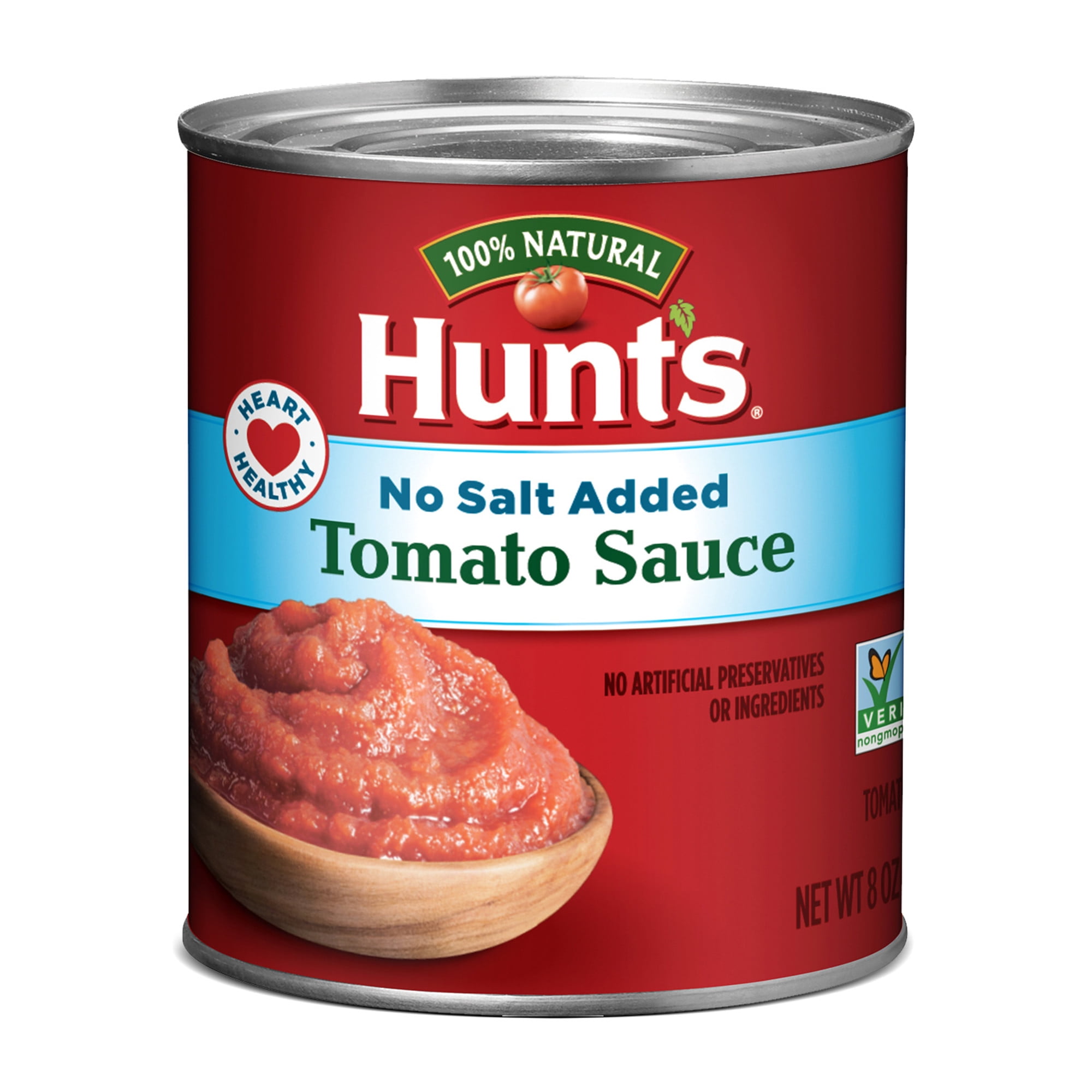 Hunt's 100% Natural No Salt Added Tomato Sauce, 8 oz Can, Low-Sodium ...