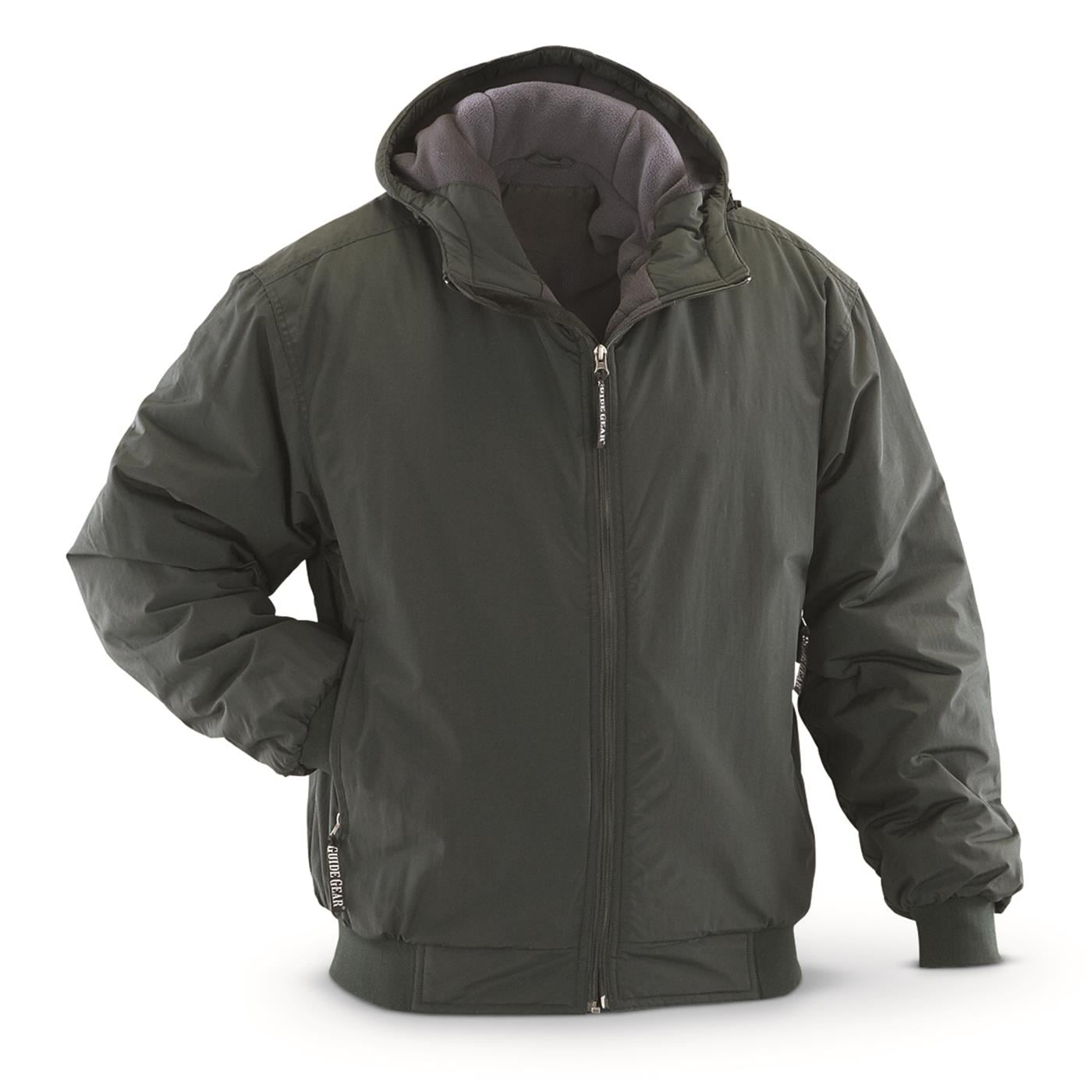 Guide Gear Men's Fleece Lined Hooded Jacket, Packable for Travel ...