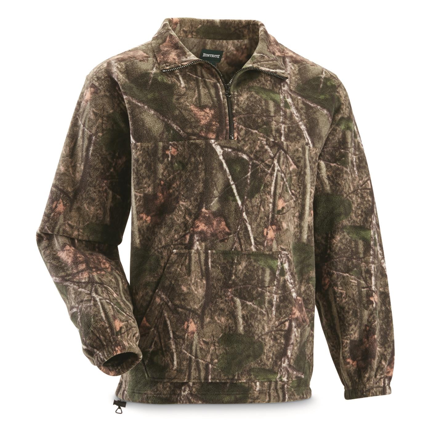 HuntRite Men's Quarter-zip Camo Fleece Pullover Jacket Woodland Camo ...