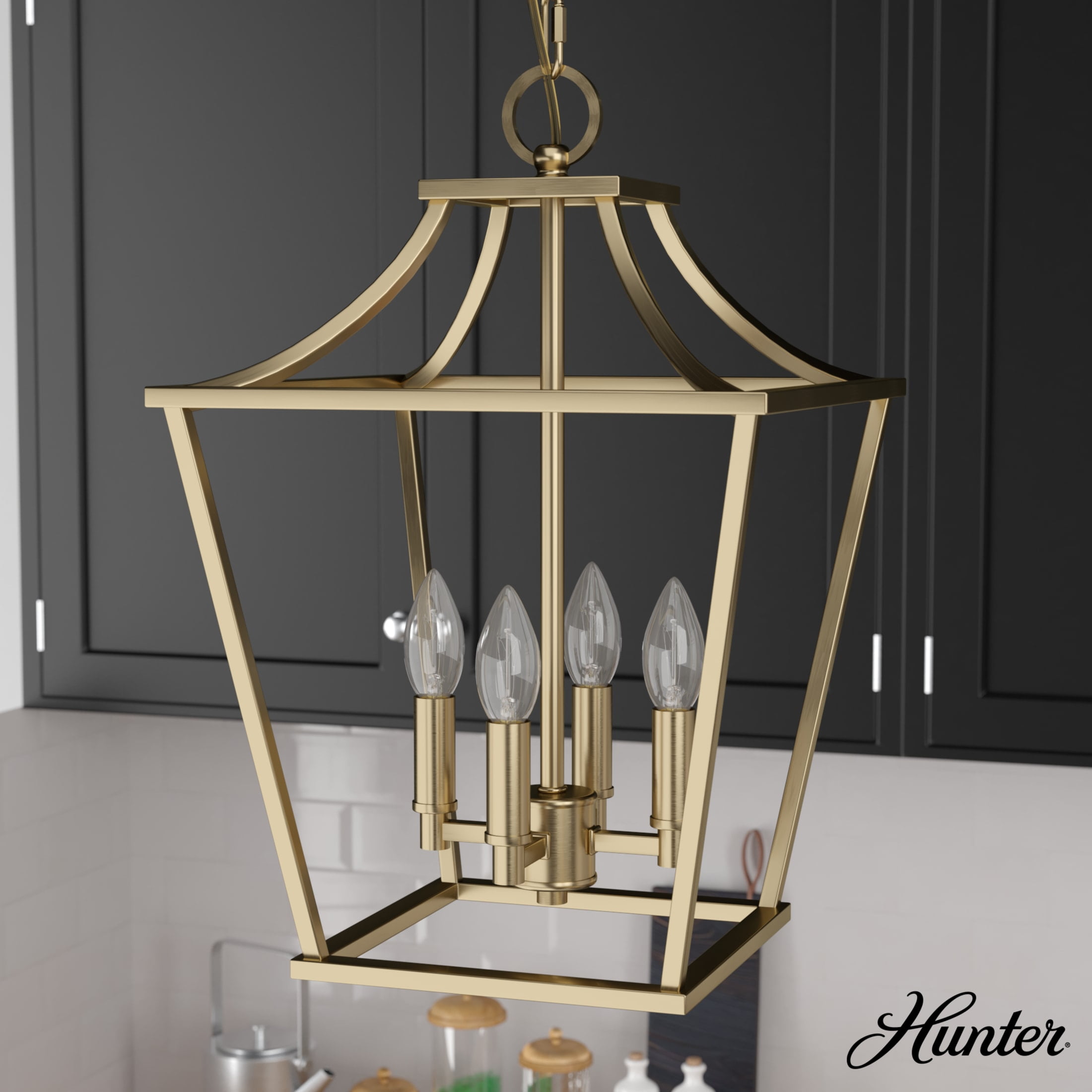 Hunter 12 inch Laurel Ridge Alturas Gold Chandelier for Dining Room, 4 ...