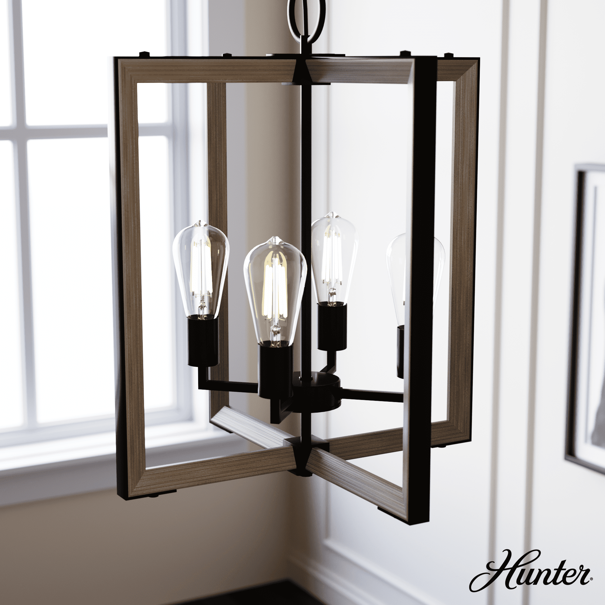 Hunter - Woodburn 4-light Noble Bronze, Medium Size Pendant Light ...