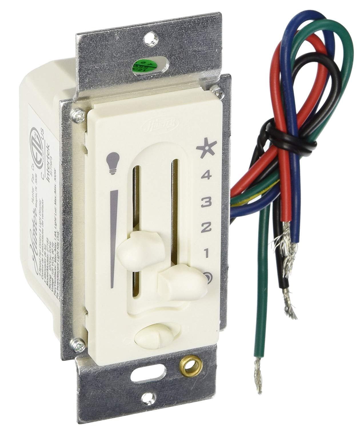 Hunter Fan Light Dual Slide Wall Control 27183 - 3-Speed Dimmable Wall ...