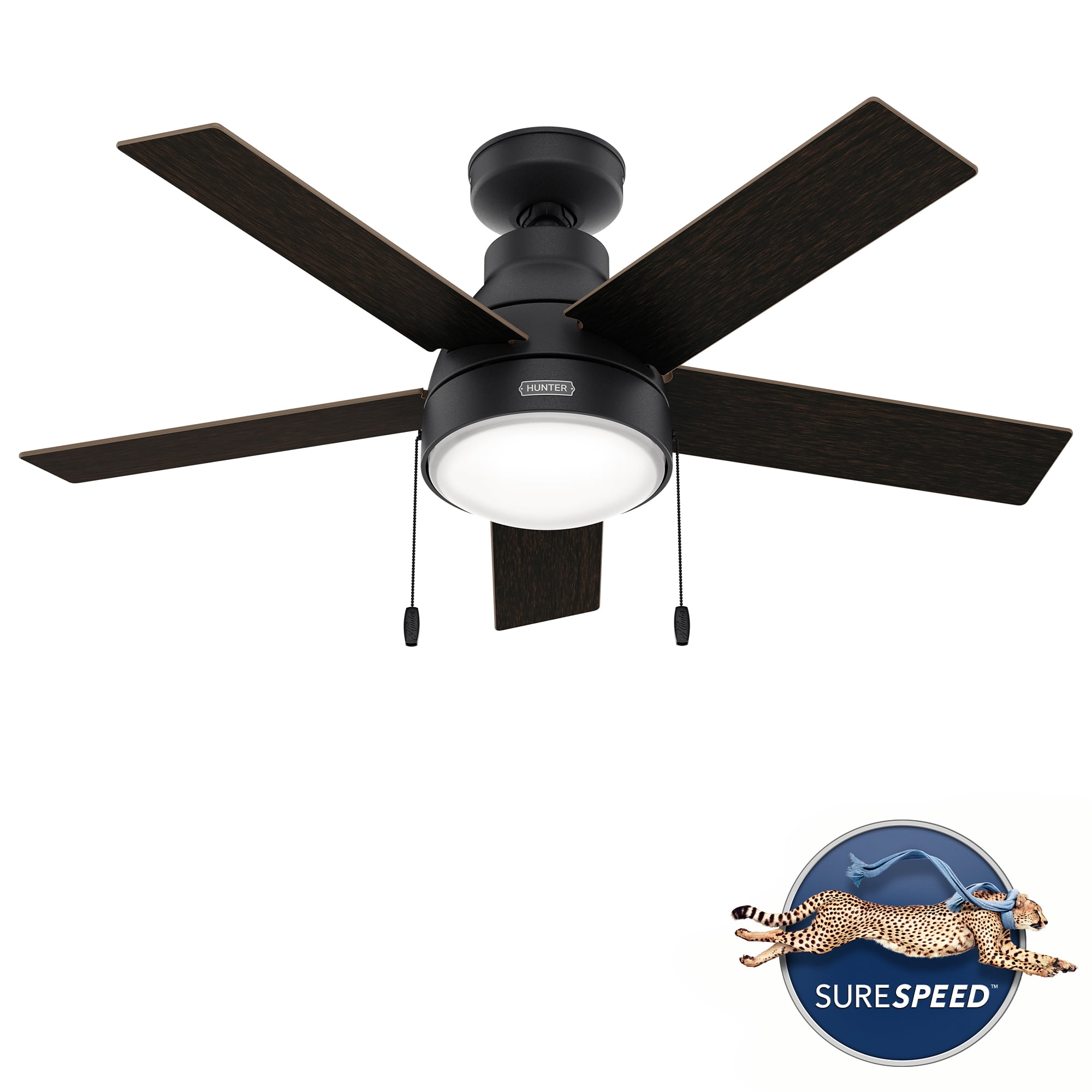 Hunter 44 inch Elliston Natural Iron Ceiling Fan with LED Light Kit and ...