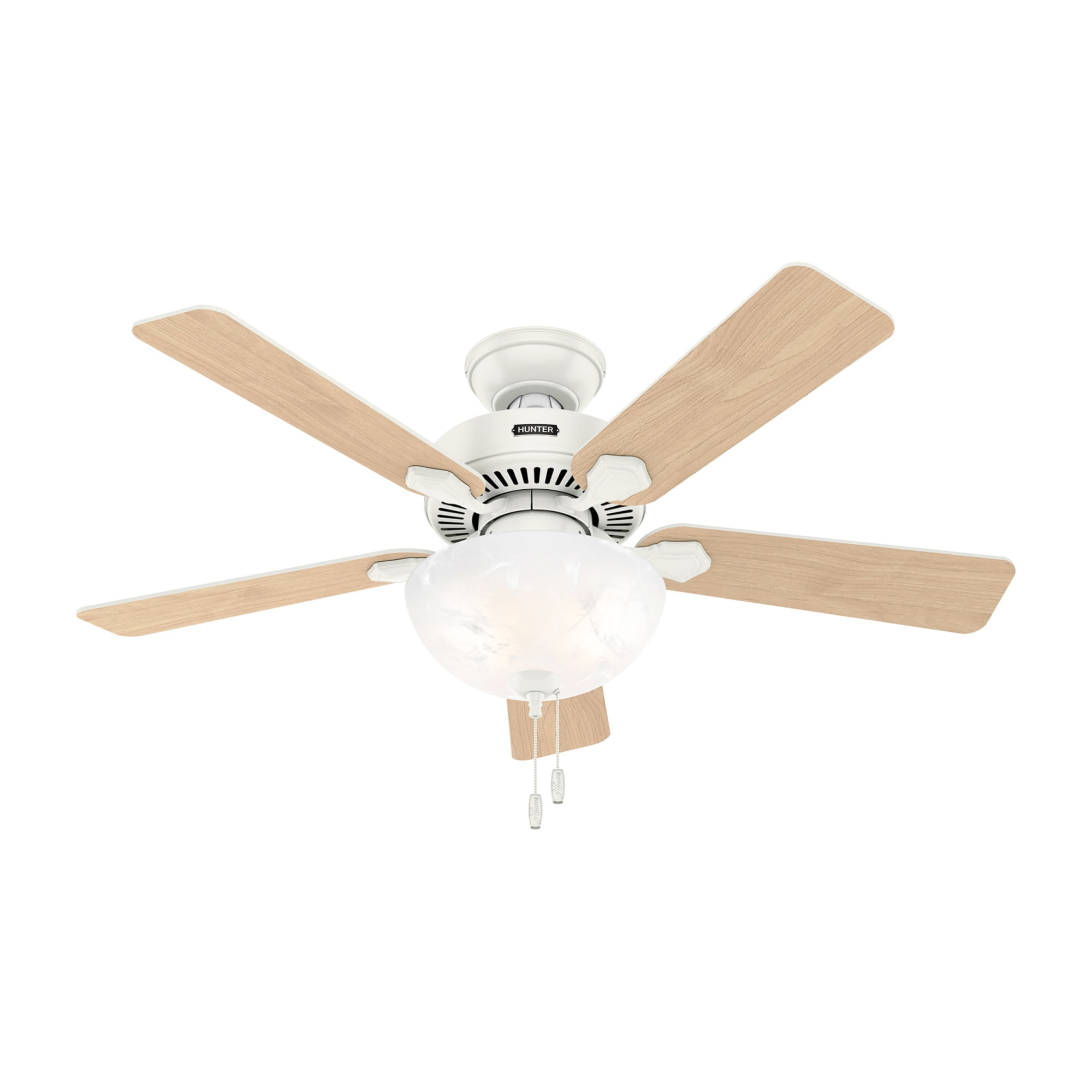 Hunter 44 inch Swanson Fresh White Ceiling Fan with LED Light Kit and ...