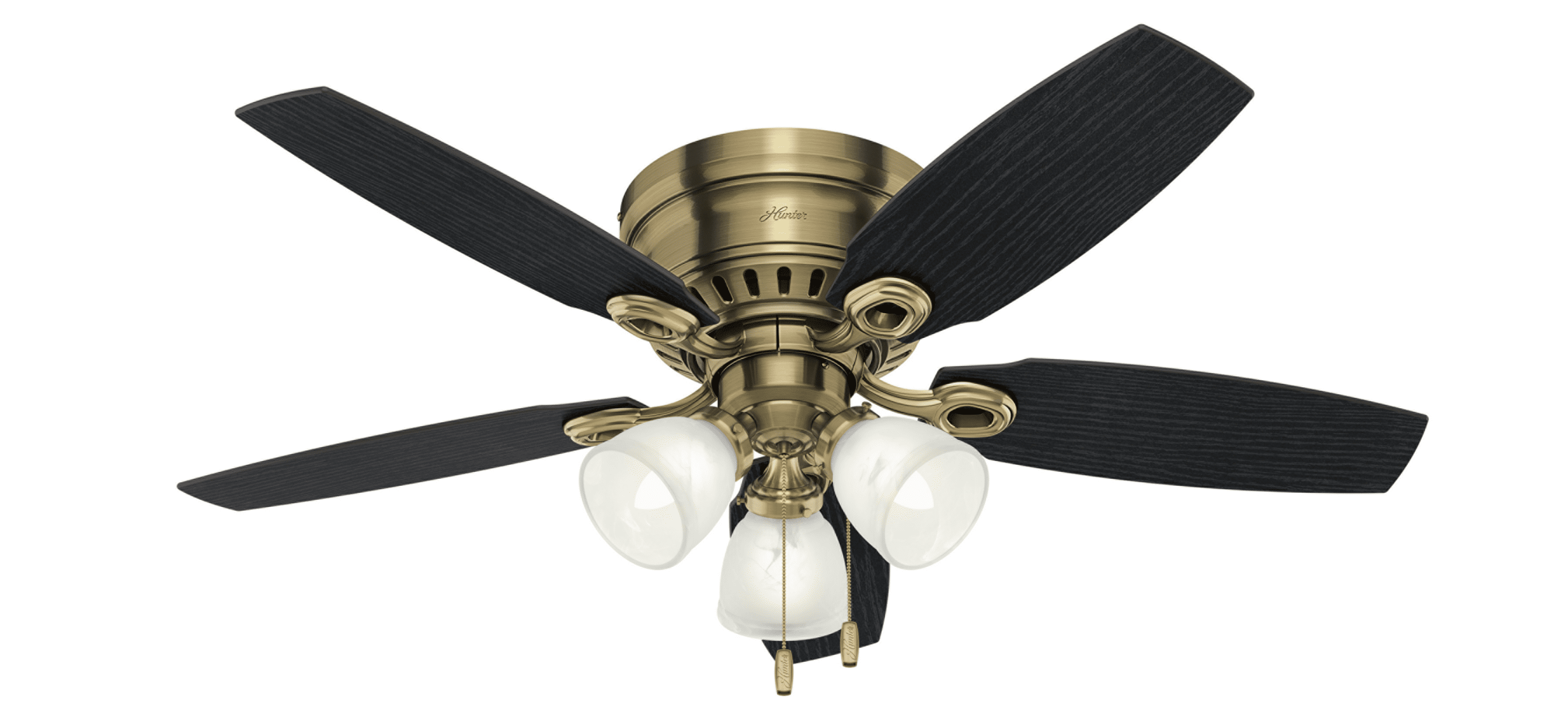 Hunter Hatherton 46” Antique Brass Traditional LED Ceiling Fan with ...