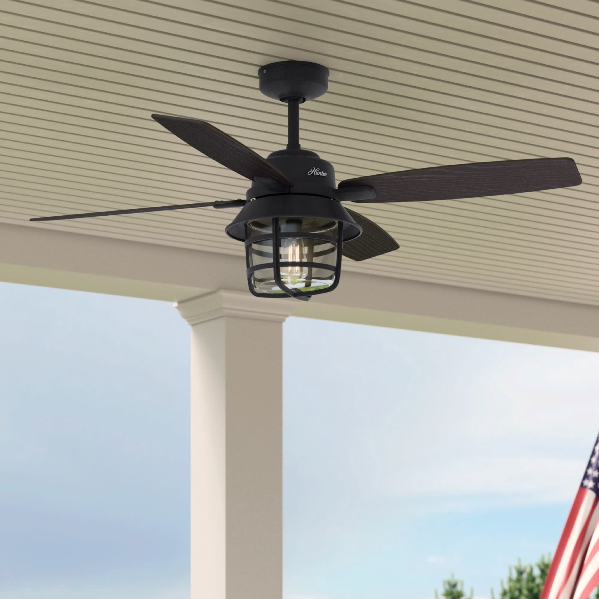 Hunter 52 inch Outdoor or Indoor Ceiling Fan with LED Light and Remote ...