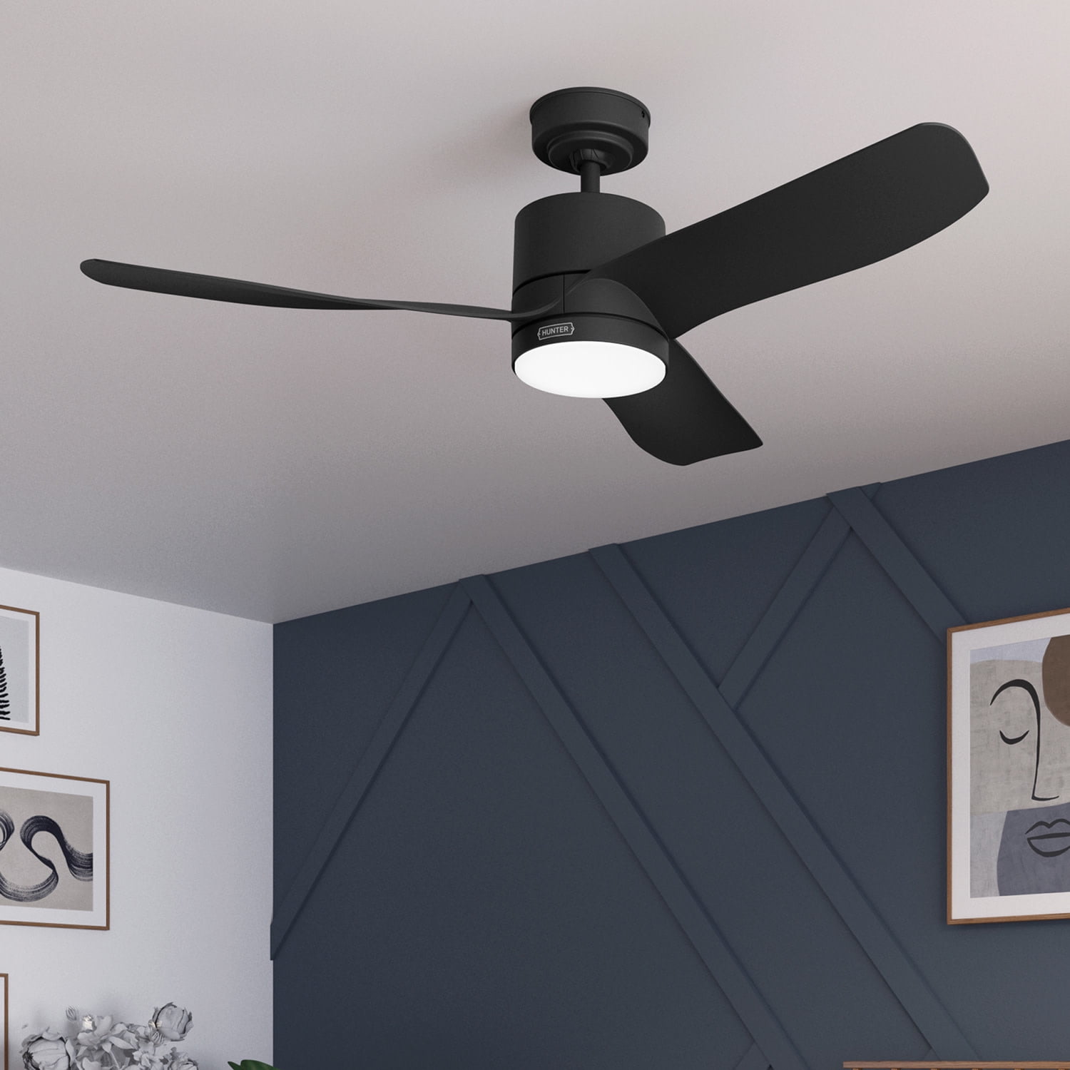 Hunter - Bolsa Indoor Ceiling Fan With Light, Remote, 52-inch, Matte ...