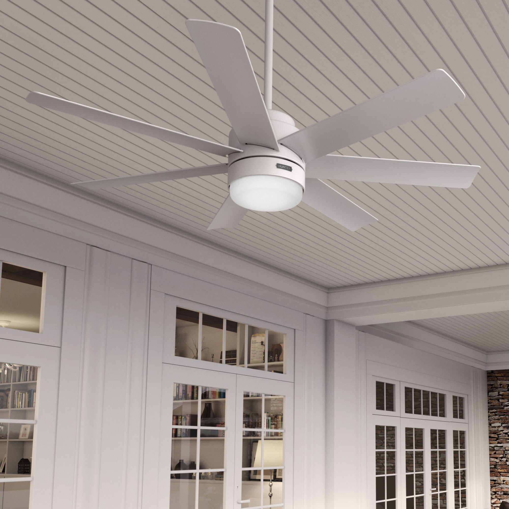 Hunter - Brazos Indoor/Outdoor Ceiling Fan With Light, Remote, 52-inch ...