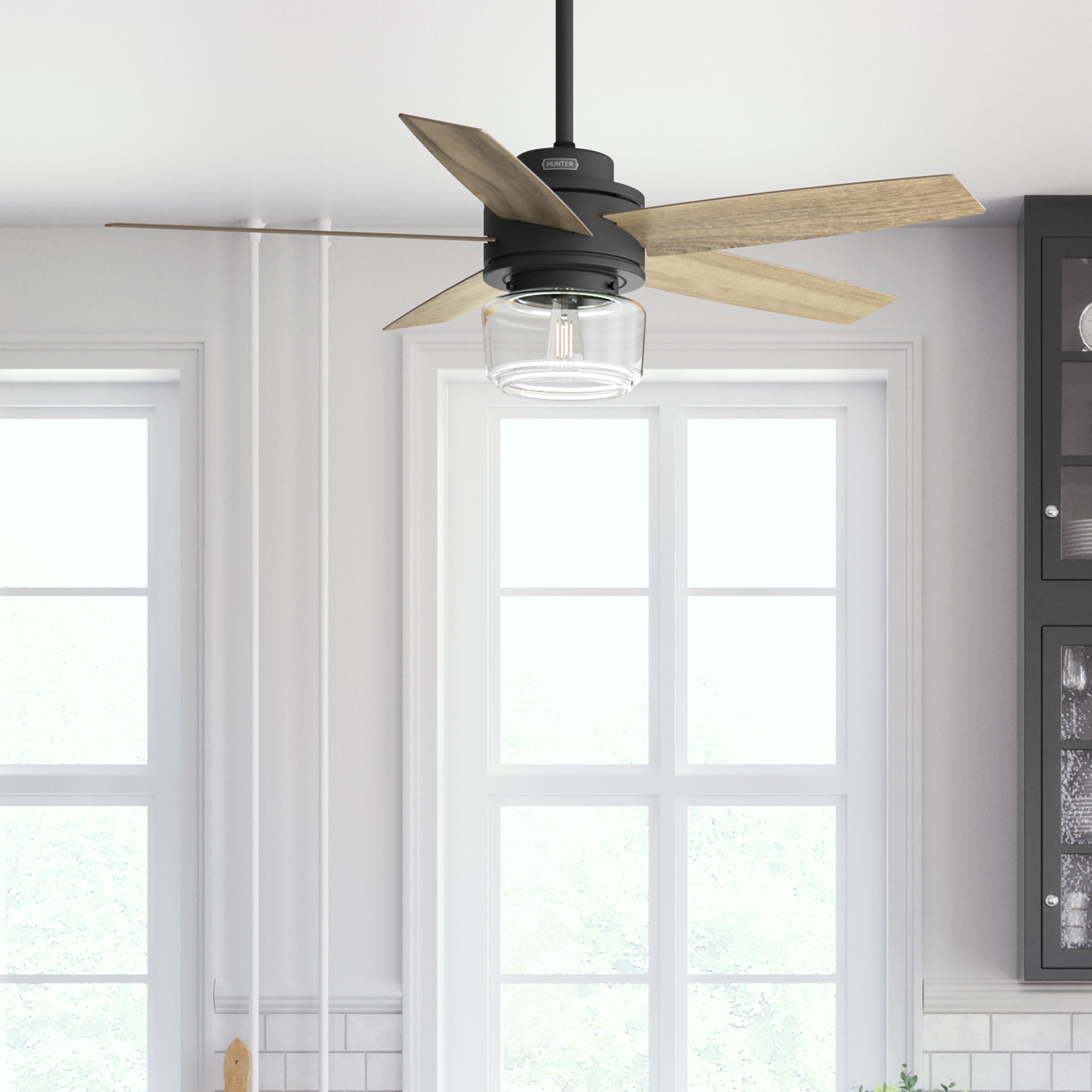Hunter 52 inch Margo Matte Black Ceiling Fan with LED Light Kit and ...
