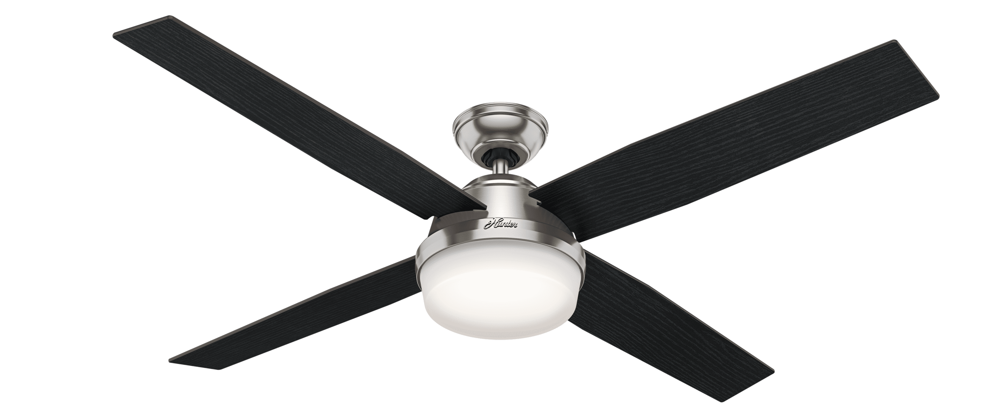 Hunter 60" Dempsey Brushed Nickel Ceiling Fan with Light Kit and Remote ...
