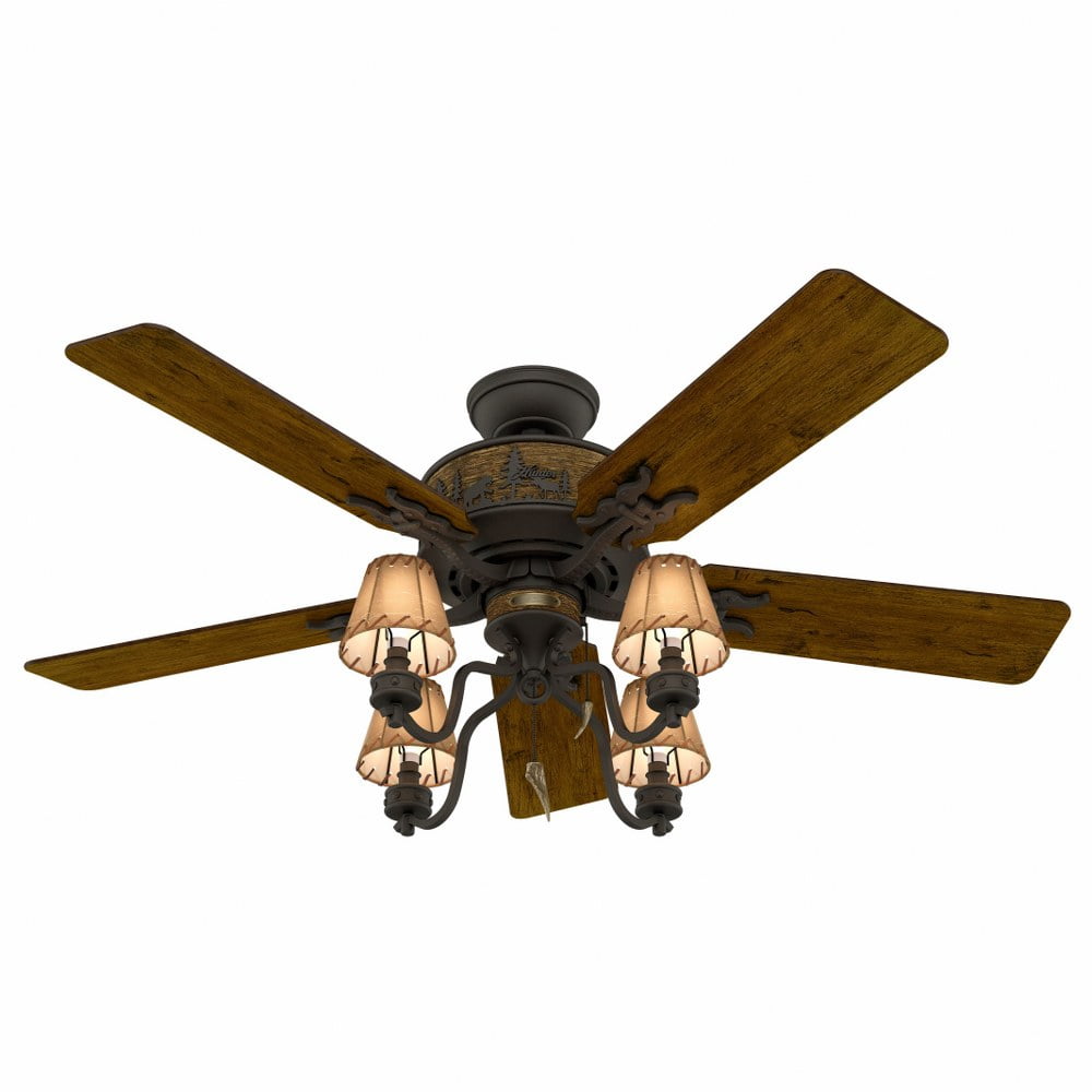 "Hunter Adirondack II 52"" Low Profile Good Quality Ceiling Fan with ...