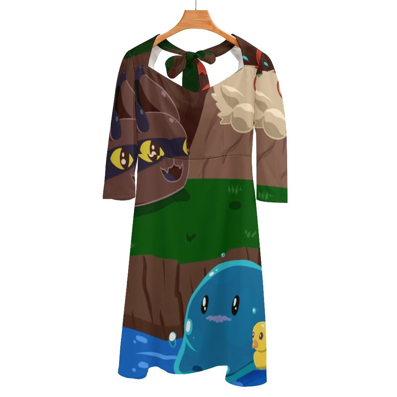 Hunter And Puddle Slime Back Lacing Backless Dress Square Neck Dress ...