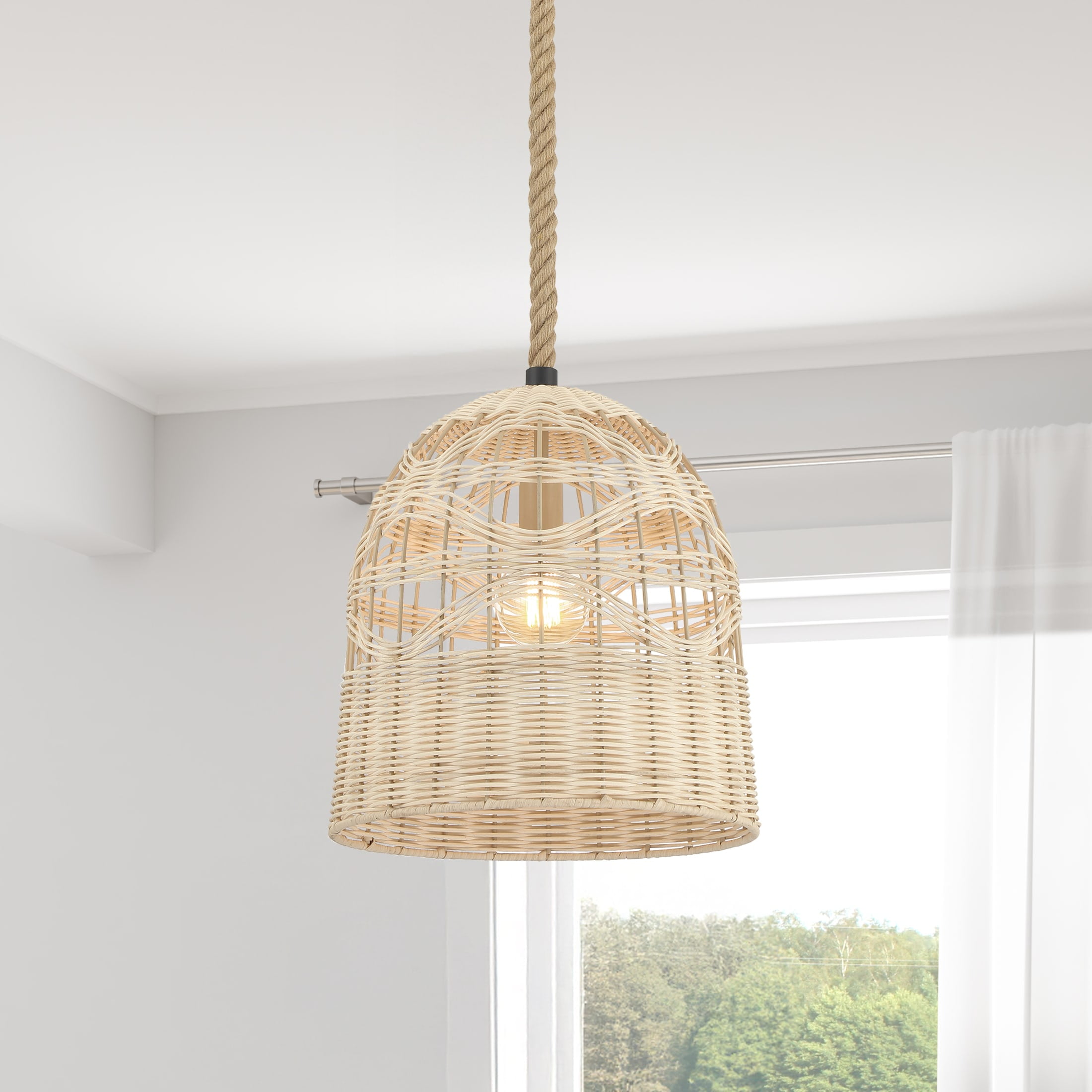 Hunter - Baskel 1-light Matte Black, Medium Size Pendant Light ...