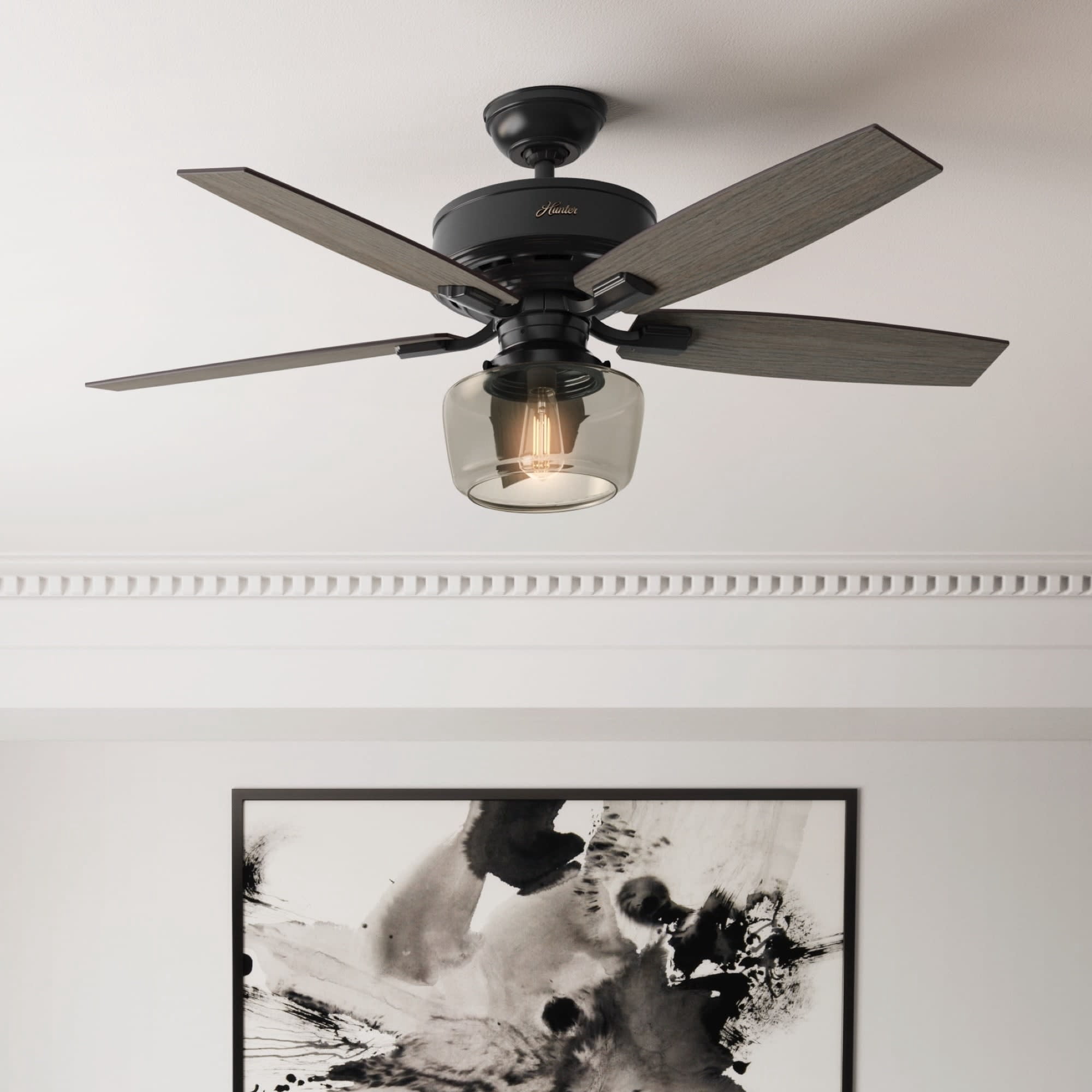Hunter Good Quality Bennett 52" Matte Black Ceiling Fan with LED Light ...