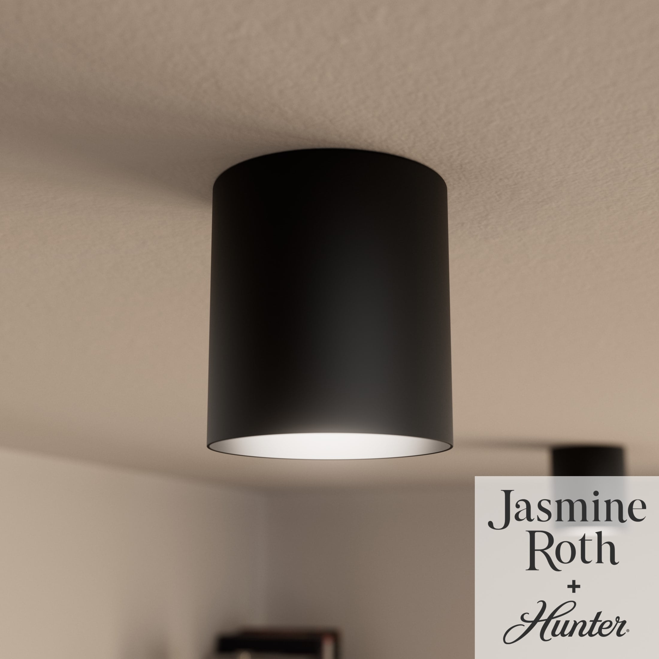 Hunter - Canoga 1-light Matte Black, Small Flush Mount Light, Dimmable ...