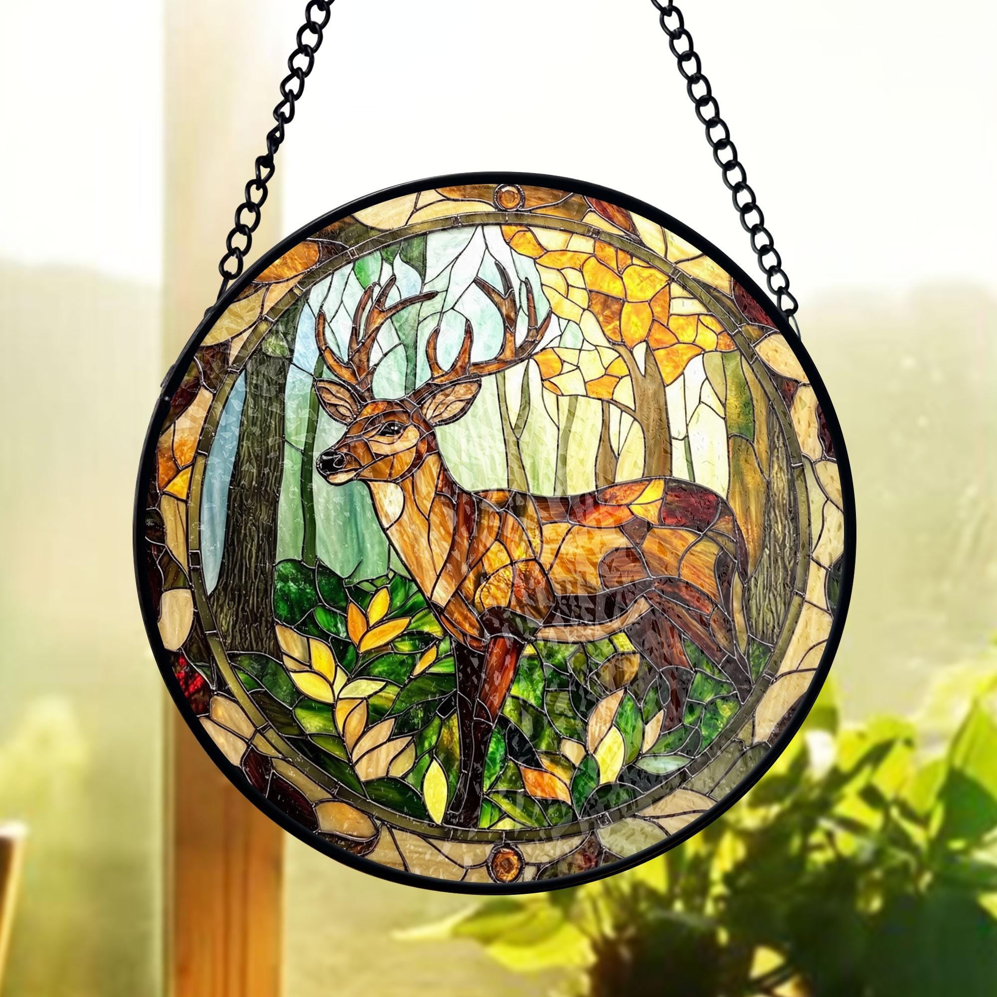 Hunter Dad Gift Stained Glass Suncatcher, Grandpa Wildlife Suncatcher ...