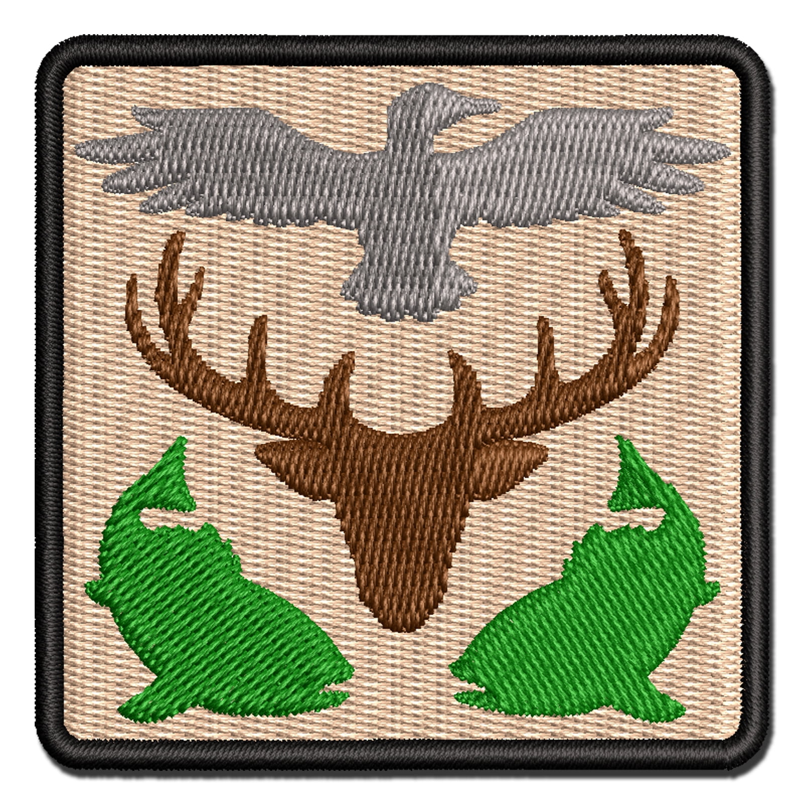 Hunter Deer Fish Duck Hunting Fishing Applique Multi-Color Embroidered ...