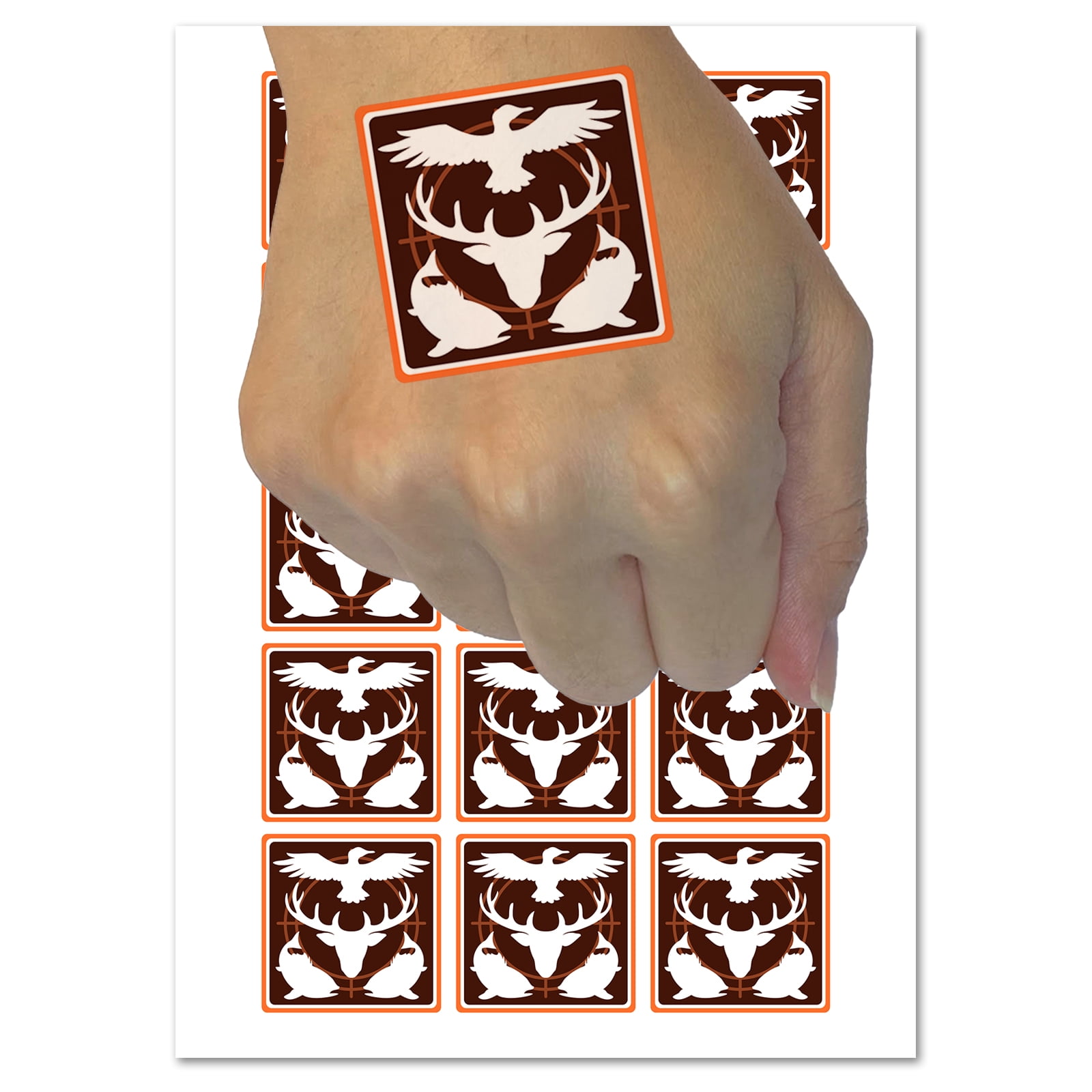 Hunter Deer Fish Duck Hunting Fishing Water Resistant Temporary Tattoo ...