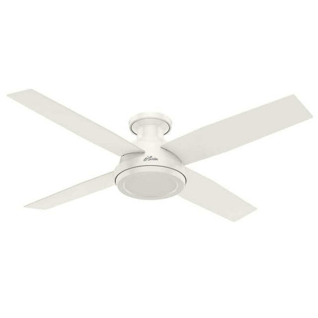 "Hunter Dempsey 52"" Low Profile Ceiling Fan with Remote, White, Oak ...