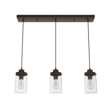 Hunter Maple Park Noble Bronze with Clear Glass 5 Light Linear Cluster ...