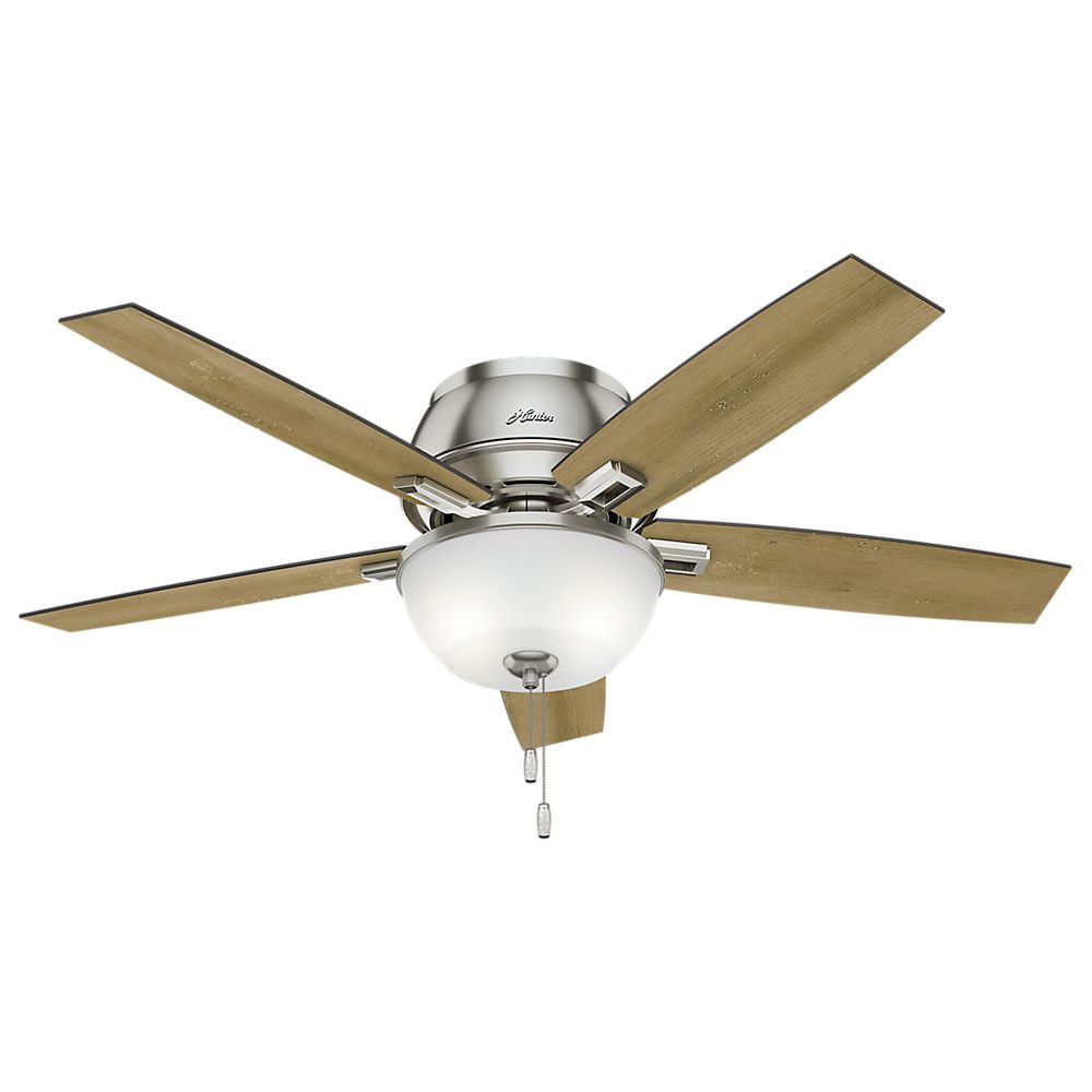 Hunter Donegan 52" Low Profile LED Indoor Ceiling Fan, 5 Blade, Brushed ...