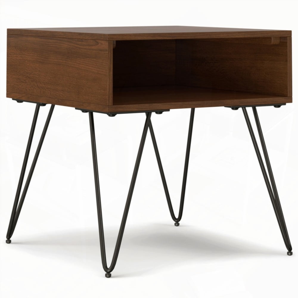 Hunter End Table with Solid Wood Walnut Veneer and 22"D x 22"W x 22.7"H ...