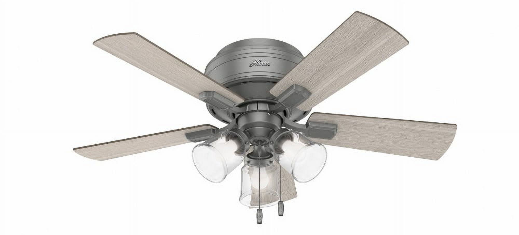 "Hunter 42"" Crestfield Ceiling Fan in Matte Silver with LED Light and ...