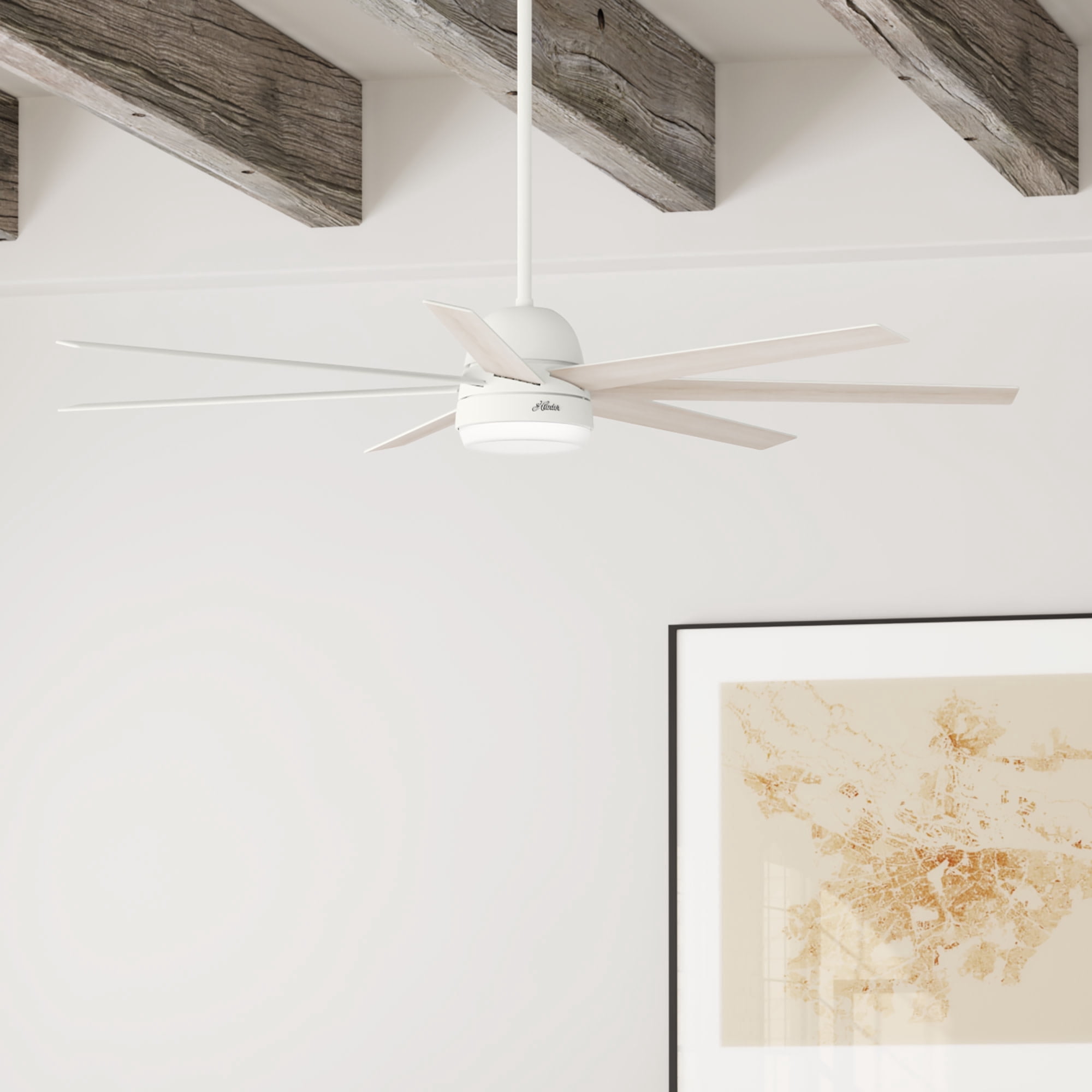 Hunter 70 inch Indoor Ceiling Fan with LED Light and Wall Control ...