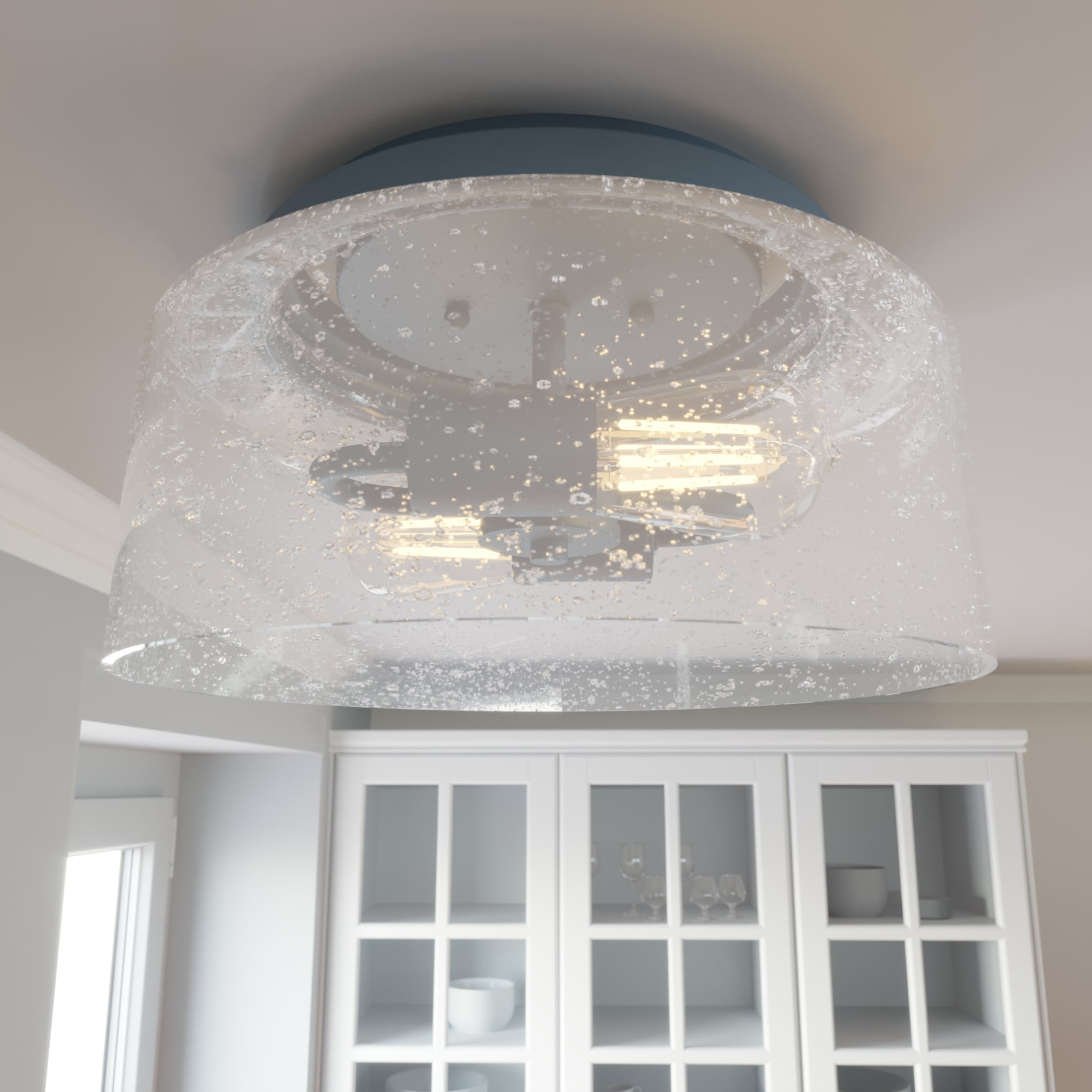 Hunter - Hartland 2-light Indigo Blue, Medium Size Flush Mount Light ...