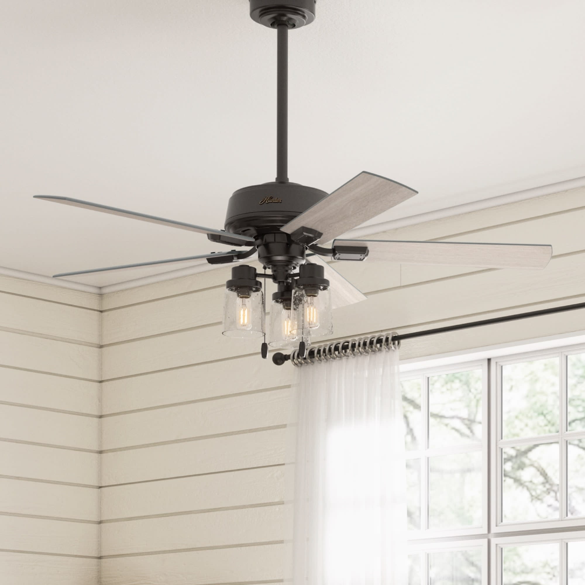 Hunter - Hartland Indoor Ceiling Fan With Light, 52-inch, Noble Bronze ...