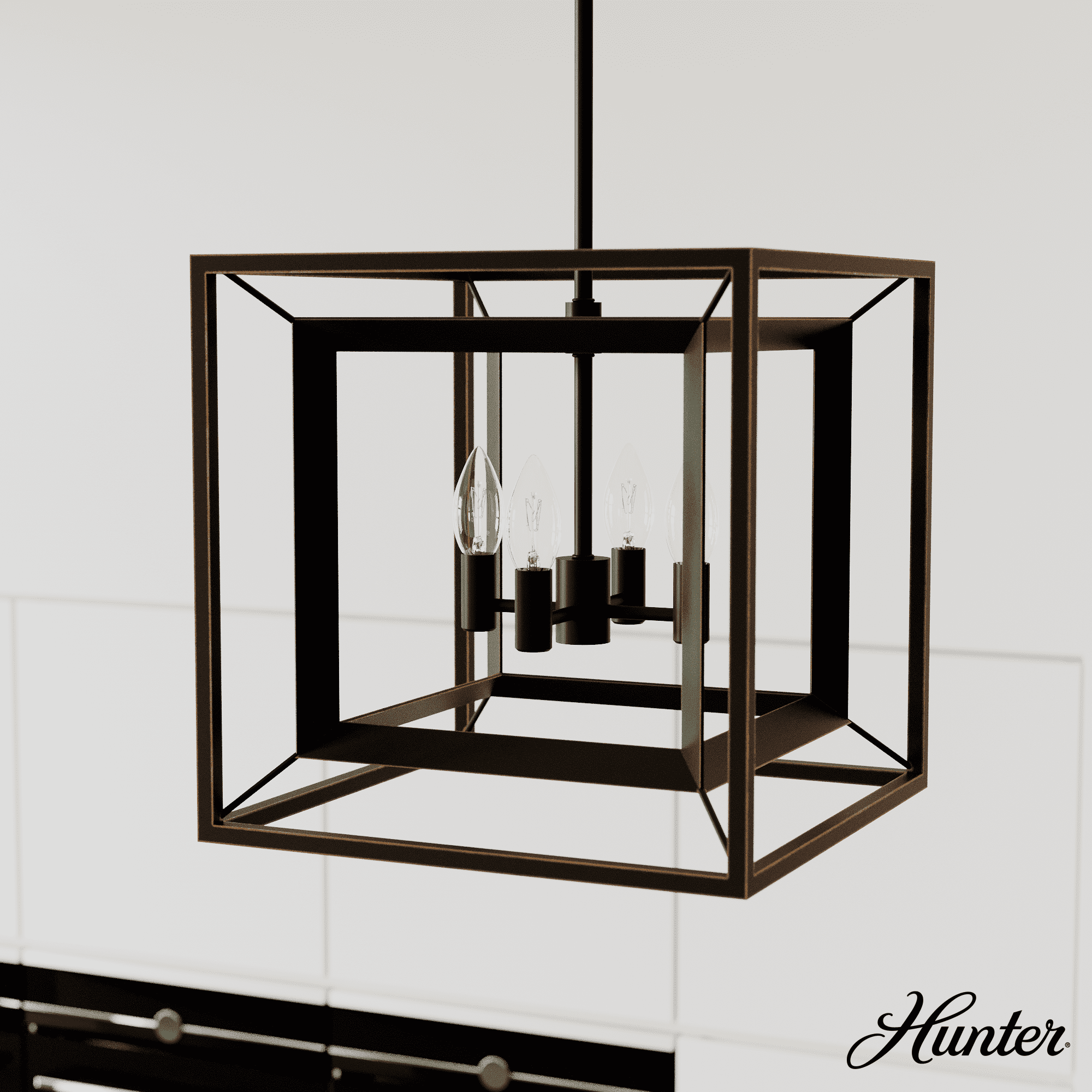 Hunter - Doherty 4-light Onyx Bengal, Small Chandelier, Dimmable ...