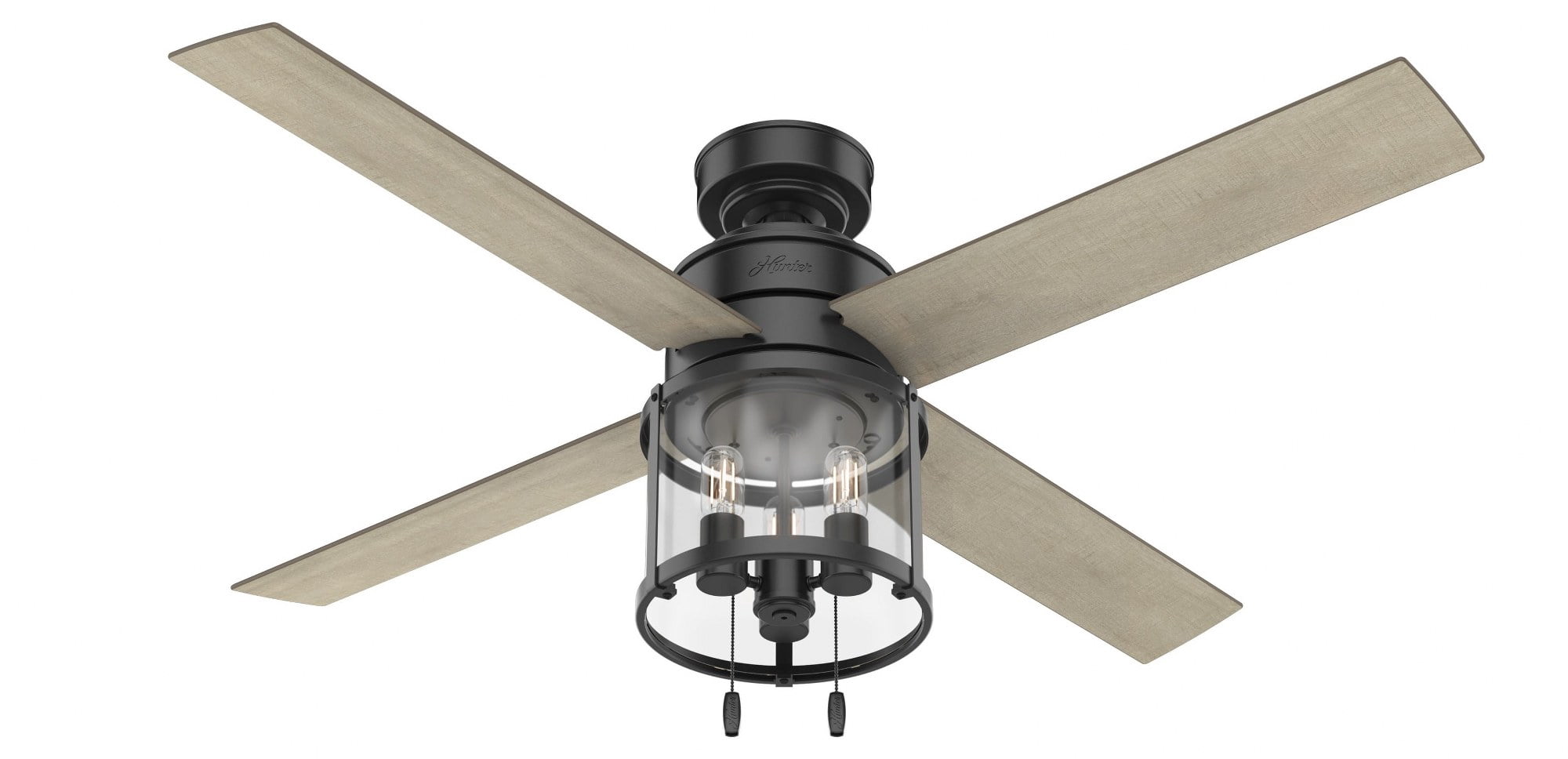 Hunter 52" Astwood Lighted Ceiling Fan Matte Black with Bleached Grey ...