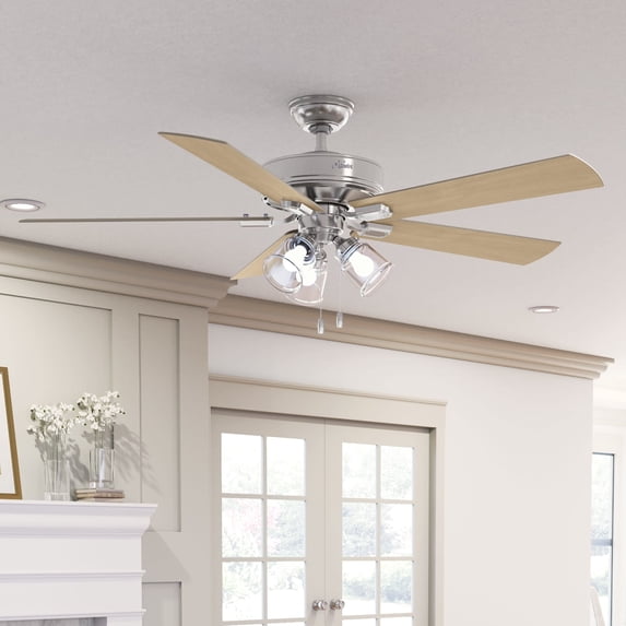 Hunter Crestfield 60" 5 Blade LED Indoor Ceiling Fan, Brushed Nickel ...