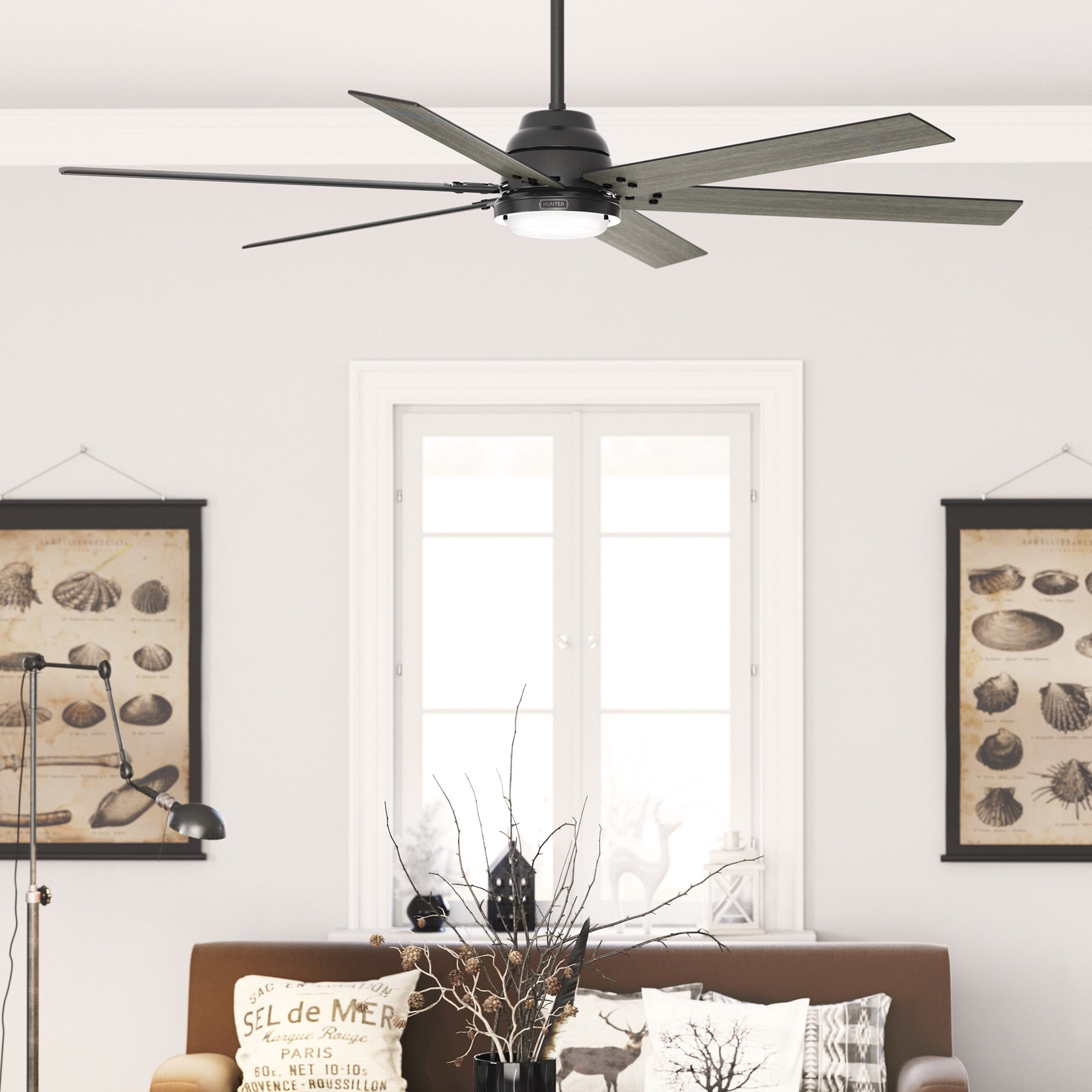 Hunter - Gravity Indoor Ceiling Fan With Light, Remote, 72-inch, Matte ...
