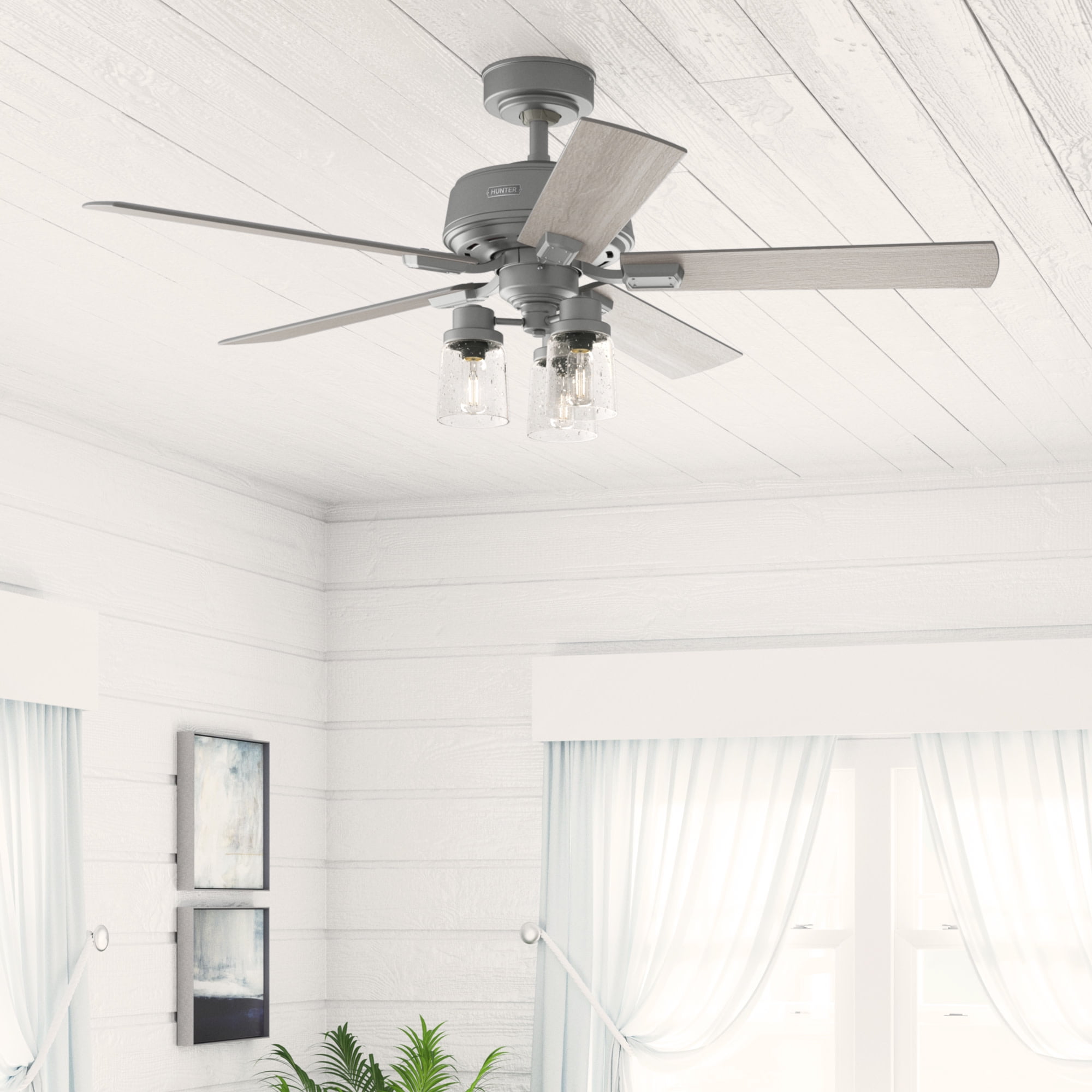 Hunter - Hartland Indoor Ceiling Fan With Light, Remote, 52-inch, Matte ...