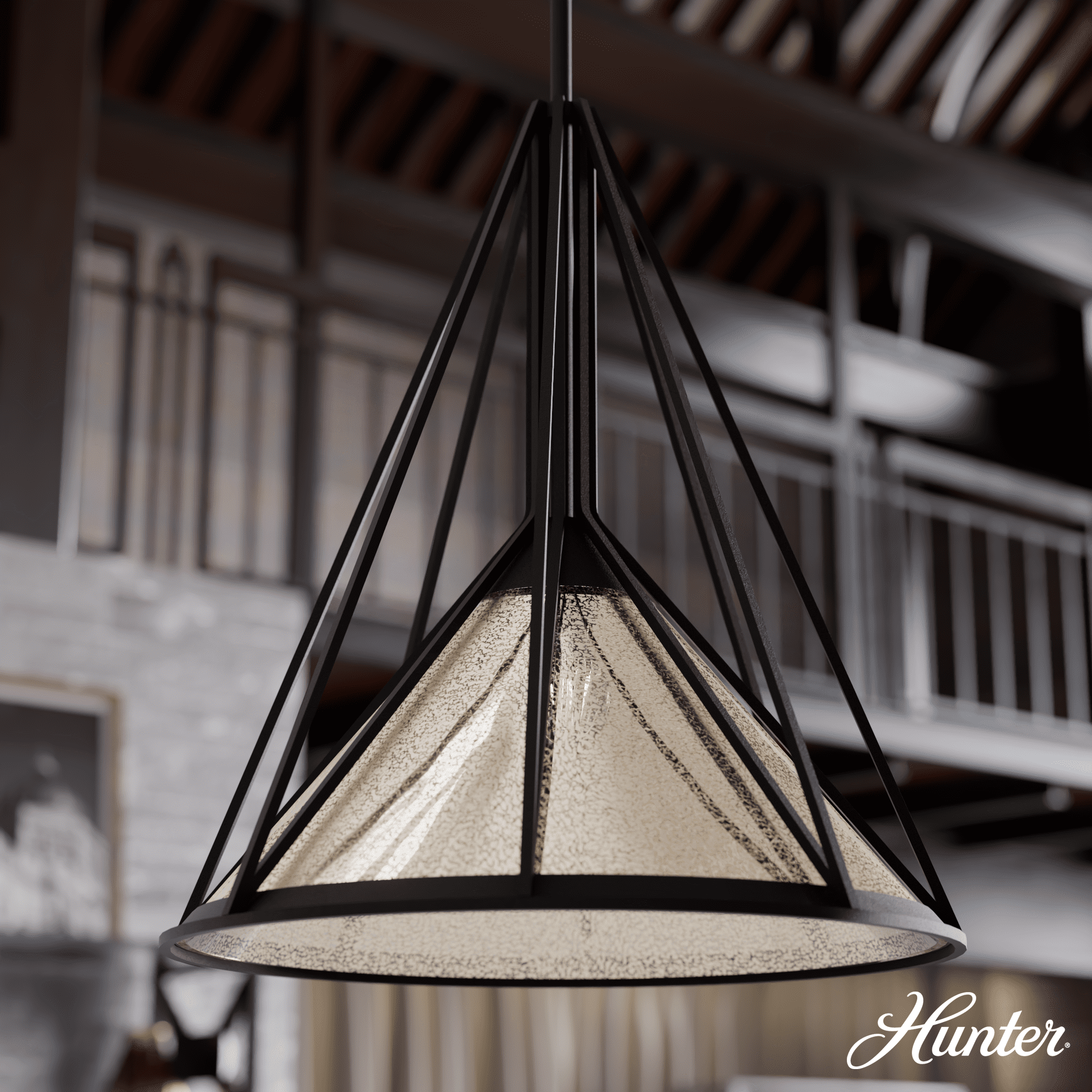 Hunter - Rafner 1-light Natural Black Iron, Medium Size Pendant Light ...