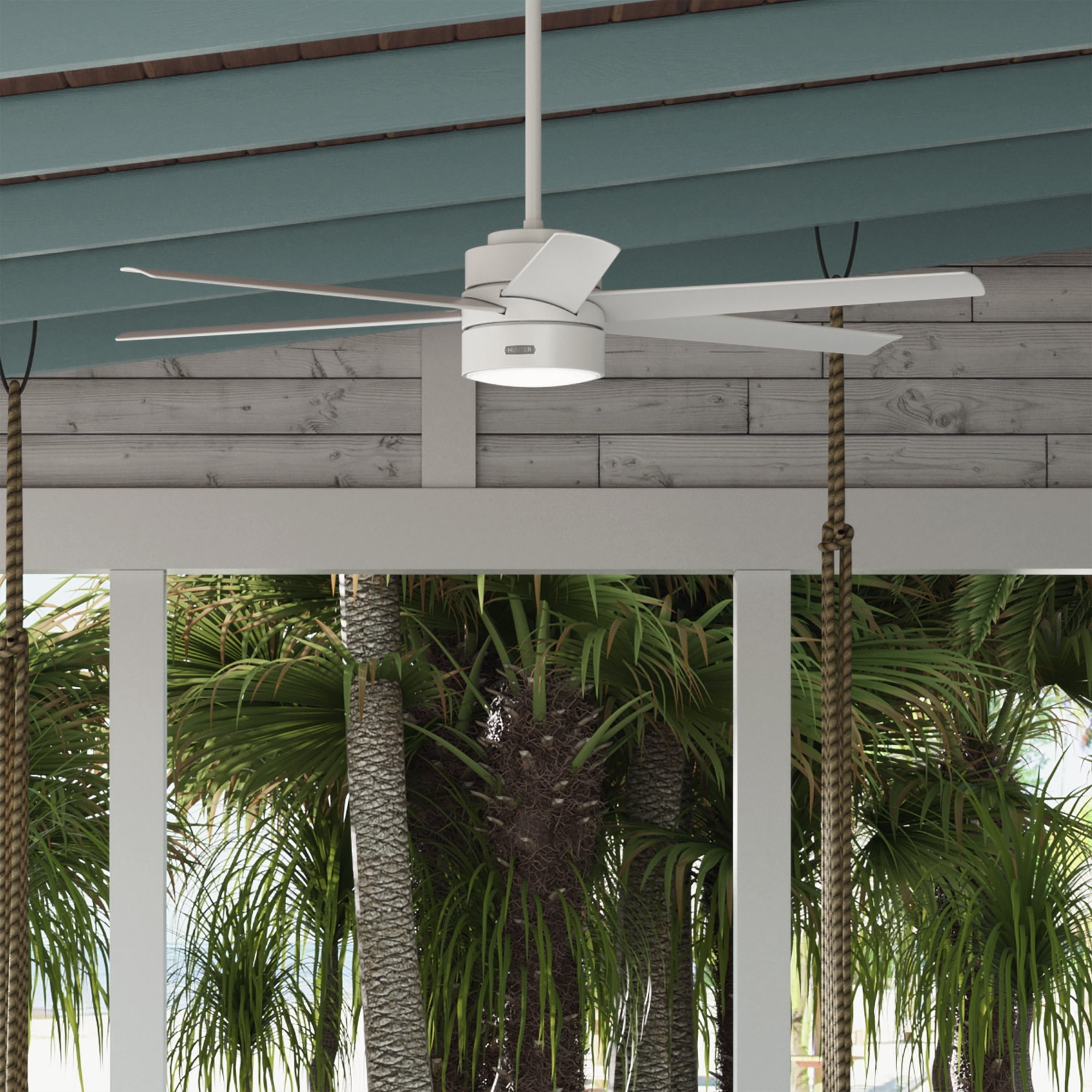 Hunter 72 inch Outdoor or Indoor Ceiling Fan with LED Light - White ...