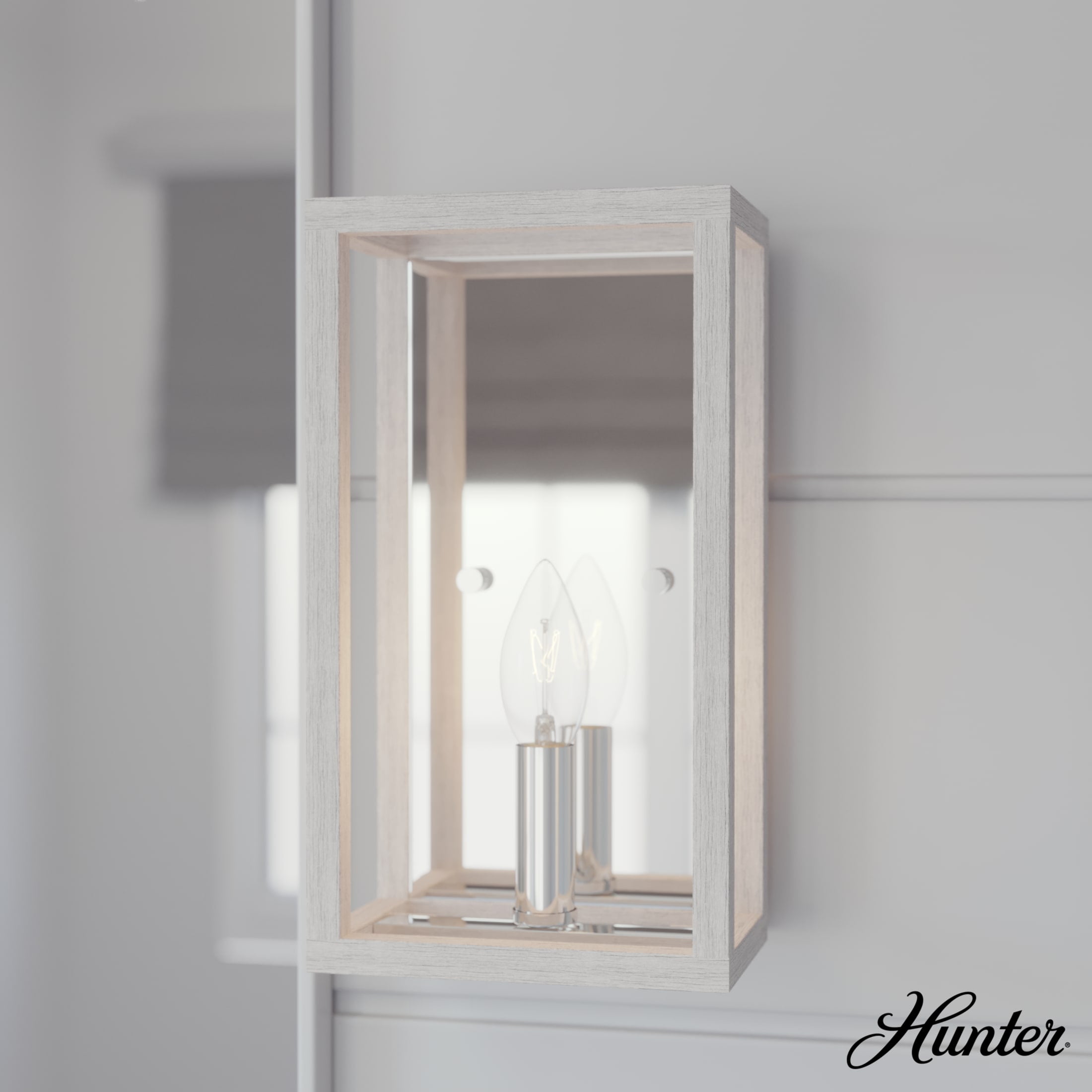 Hunter - Squire Manor 1-light Distressed White, Small Sconce Light, Dimmable, Modern Style, for ...