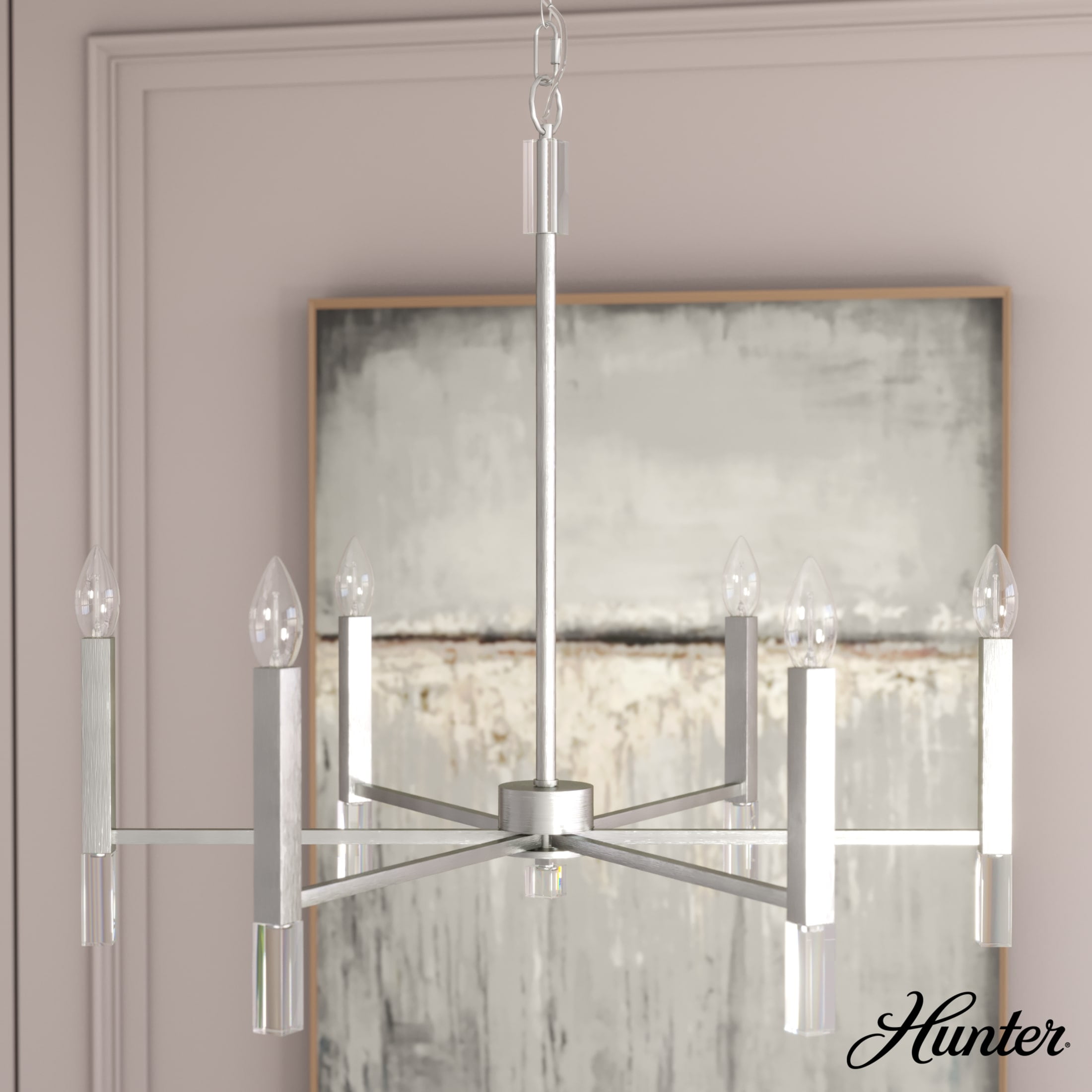 Hunter Fans Sunjai - 6 Light Formal Style Chandelier, 28.25 Inches Tall ...