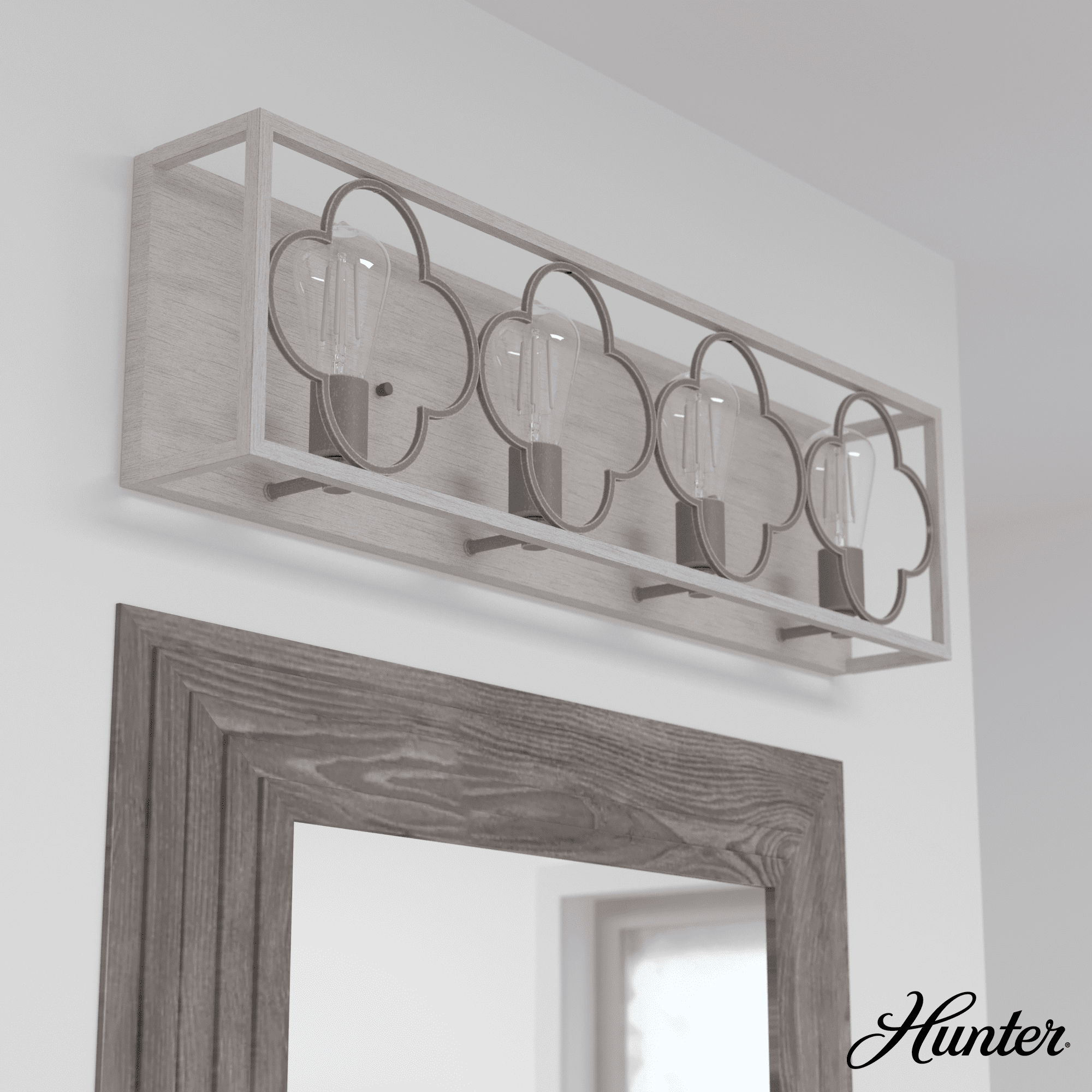 Hunter - Gablecrest 4-light Distressed White, Medium Size Vanity Light ...